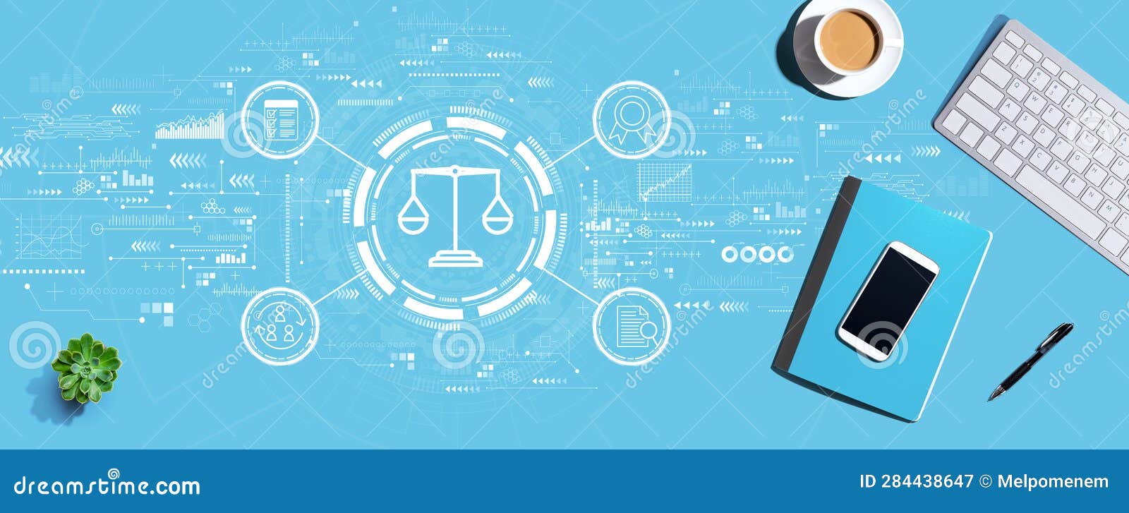 Legal Advice Service Concept with Computer Keyboard and Office Items ...