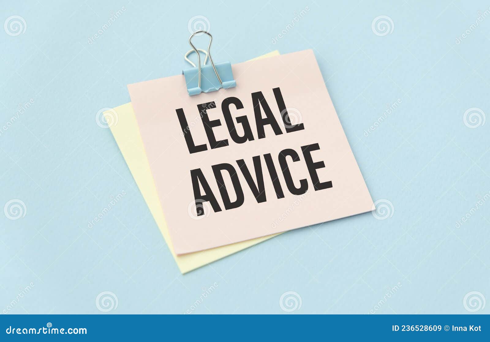 LEGAL ADVICE Text on the Sticker on Blue Stock Image - Image of ...