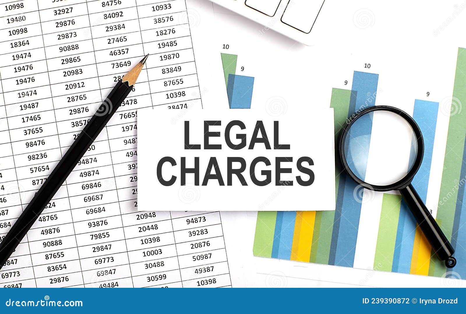 LEGAL CHARGES Text on White Card on the Chart Background Stock Photo ...