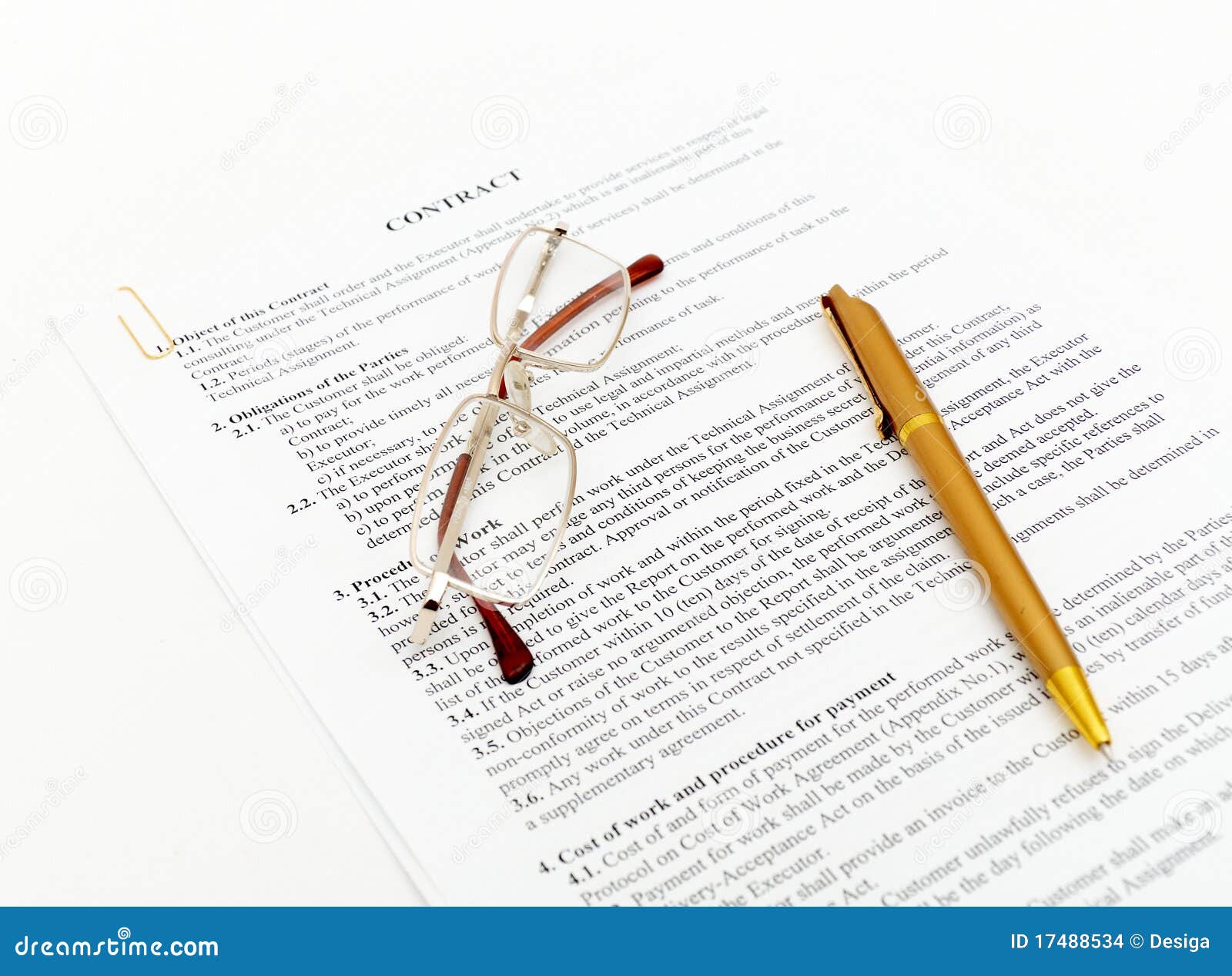 Legal contract papers stock photo. Image of document - 17488534