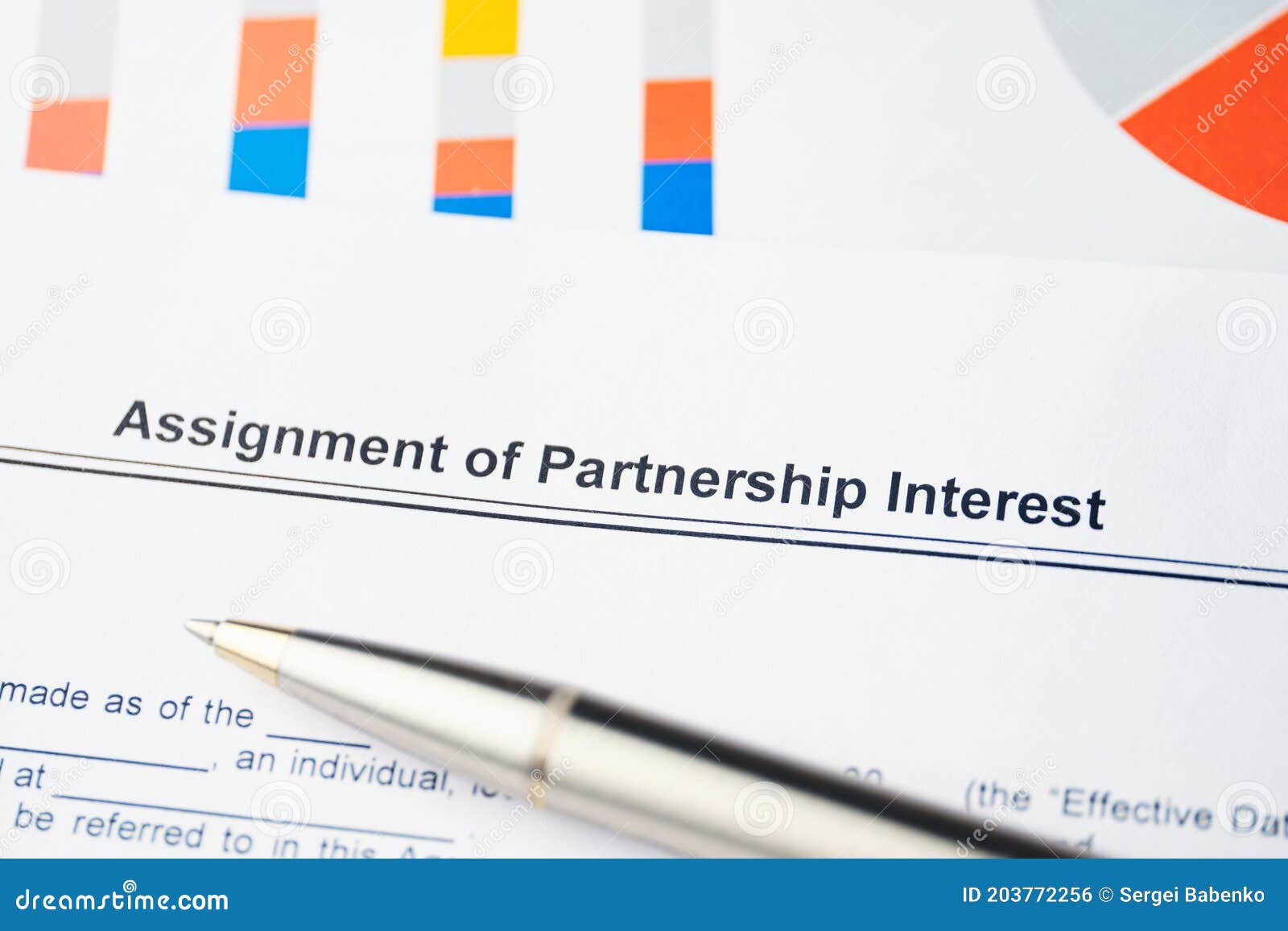 Legal Document Assignment of Partnership Interest on Paper Stock Photo ...