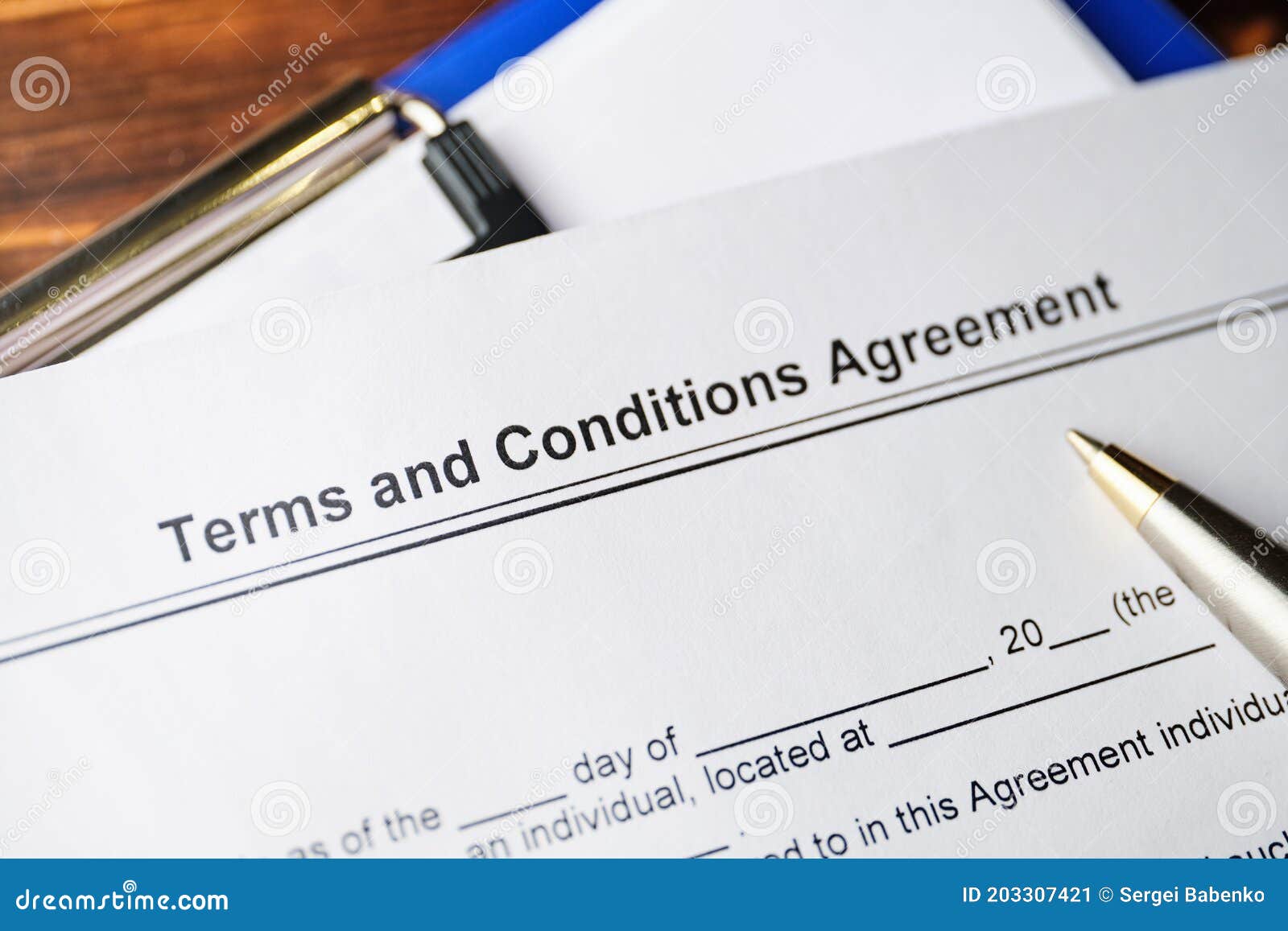 Legal Document Terms and Conditions Agreement on Paper Stock Image ...