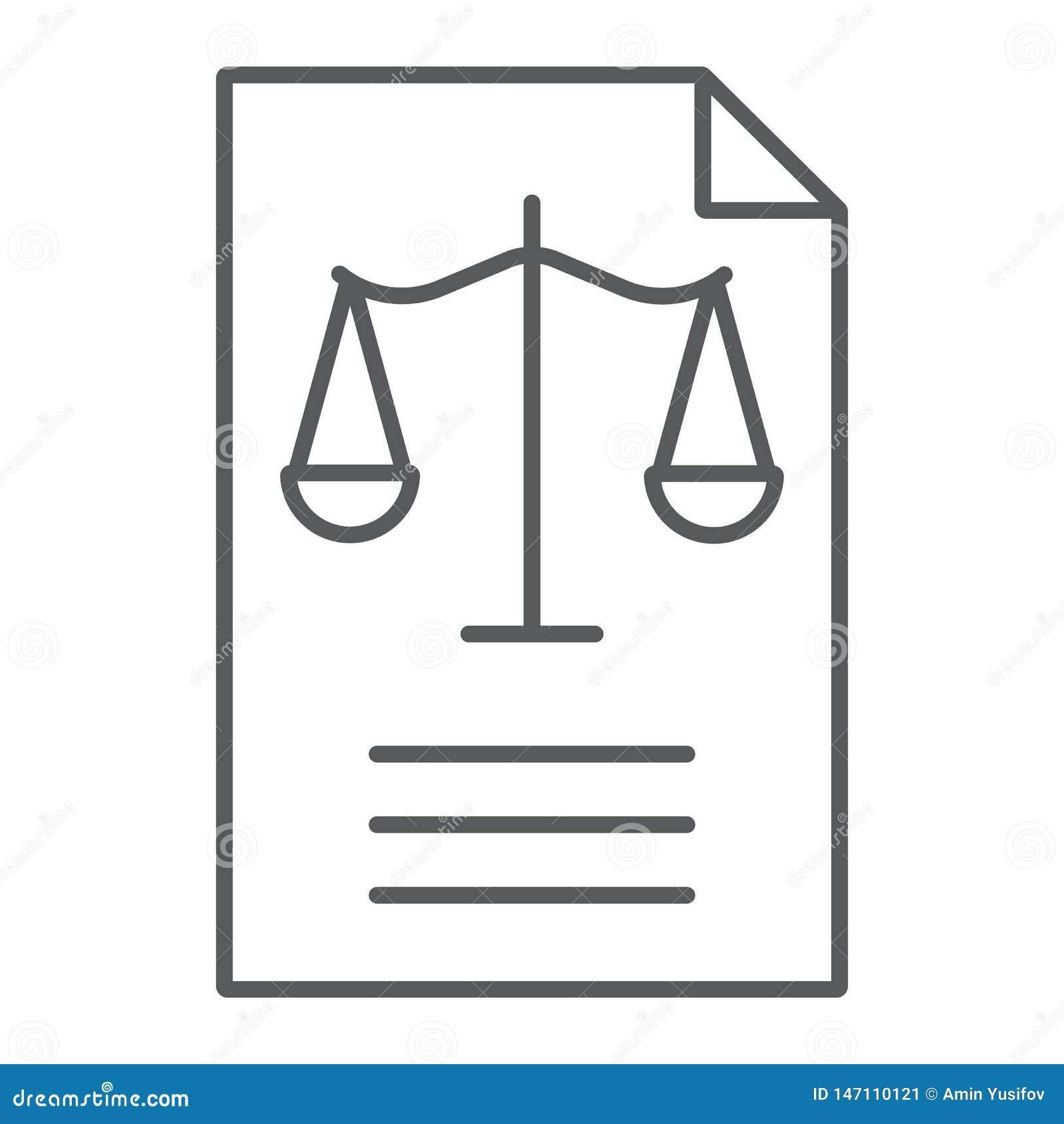 Legal Document Thin Line Icon, Law and Paper, Declaration Sign, Vector ...