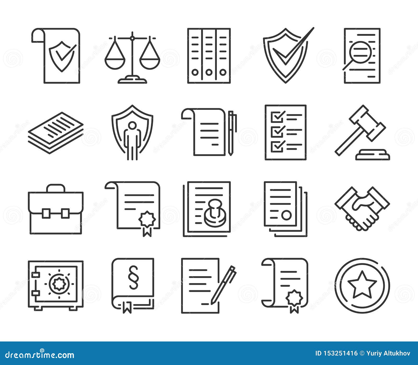 Legal Documents Icon Law And Justice Line Icon Set Editable Stroke