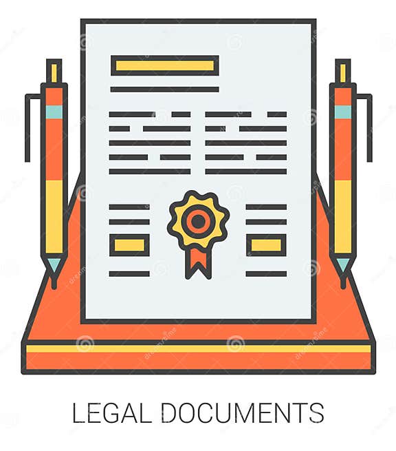 Legal Documents Line Icons Stock Vector Illustration Of Isolated