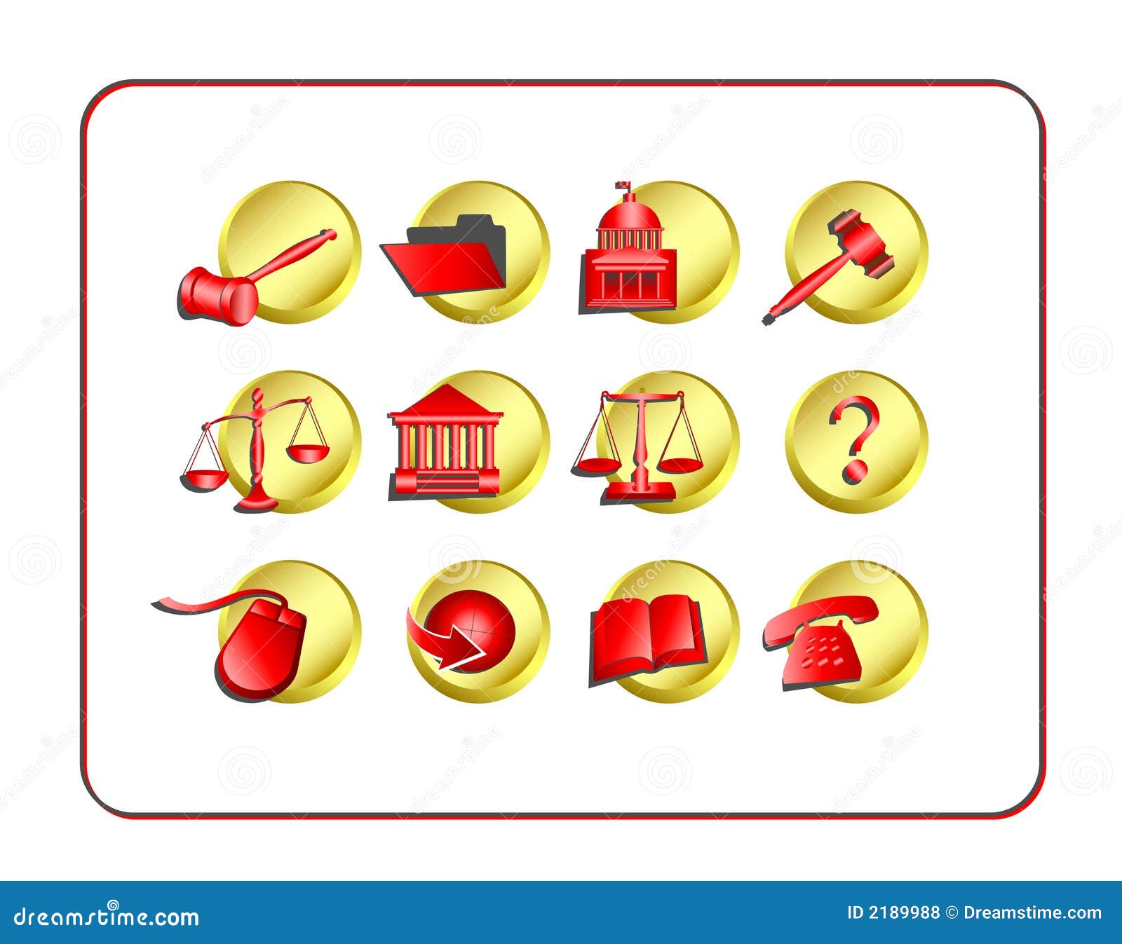 Legal Icon Set - Golden-Red Stock Illustration - Illustration of help ...
