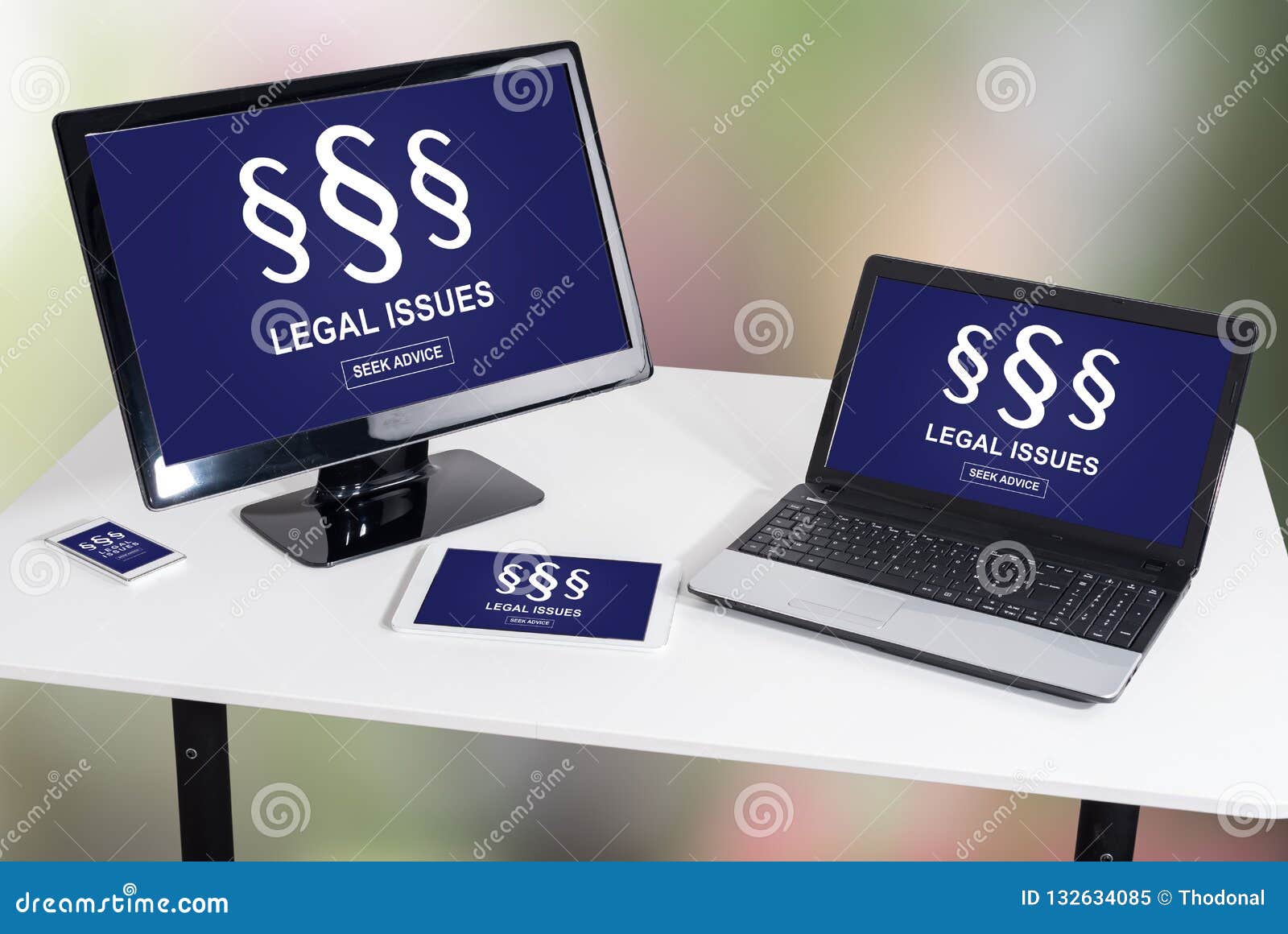 Legal Issues Concept on Different Devices Stock Image - Image of ...