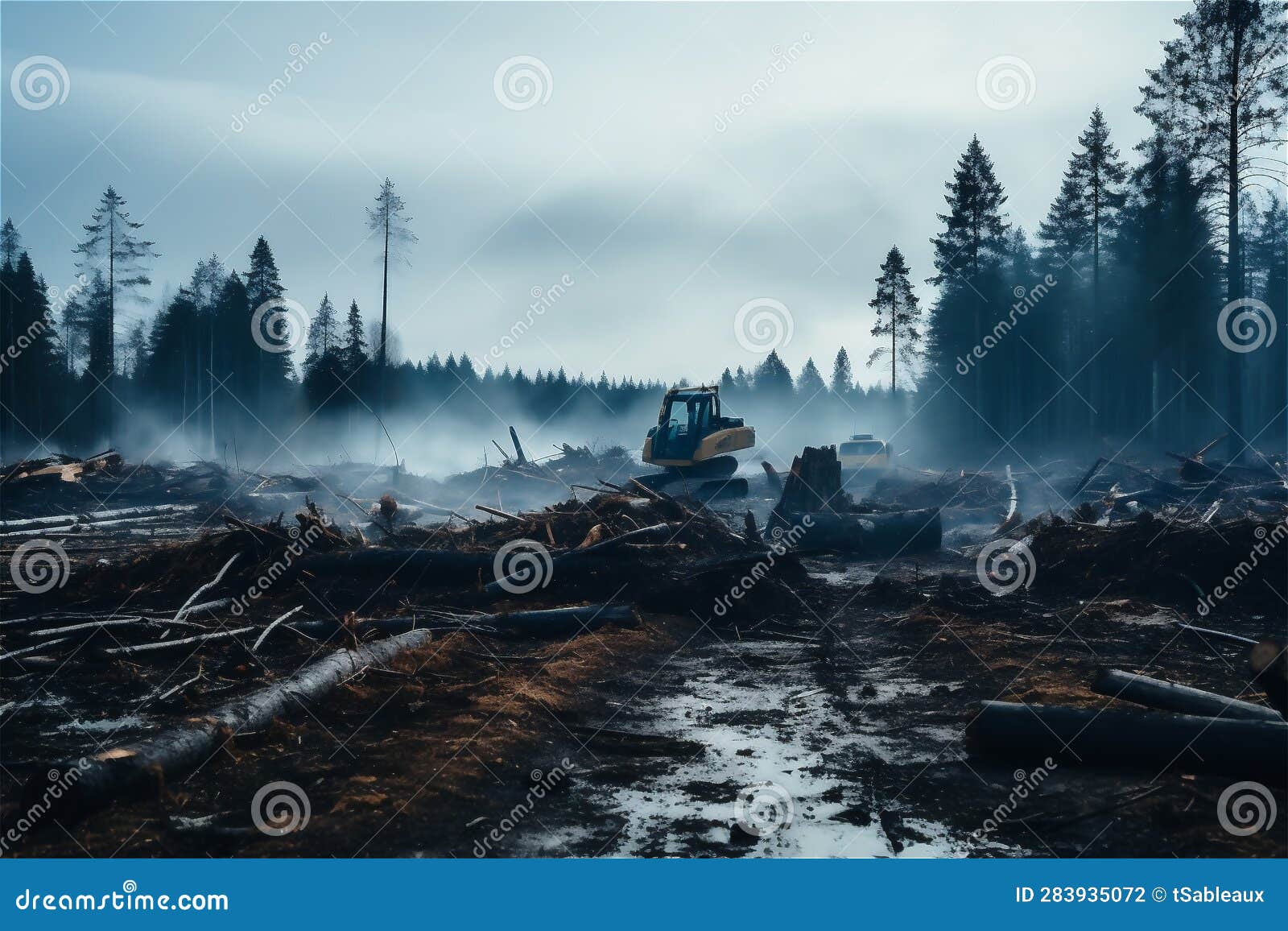 Legal logging in forest stock illustration. Illustration of disaster ...