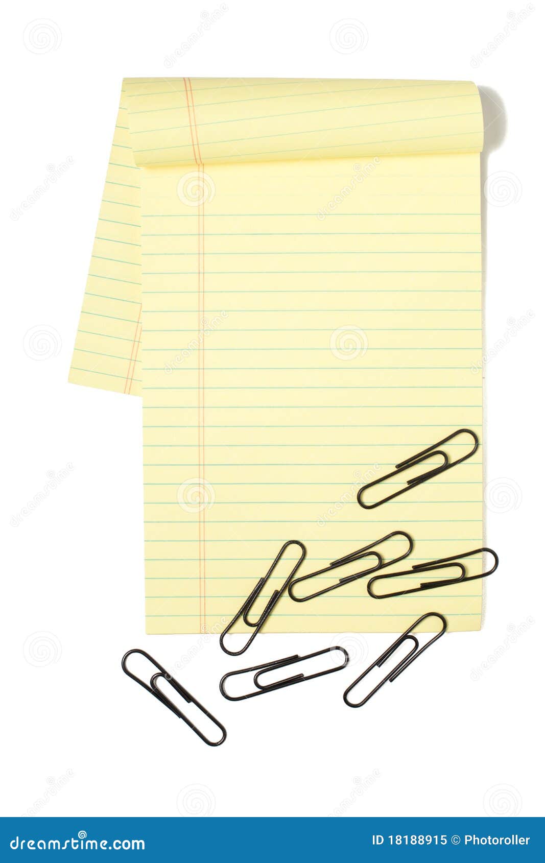 Legal Pad with Paper Clips stock image. Image of corner - 18188915