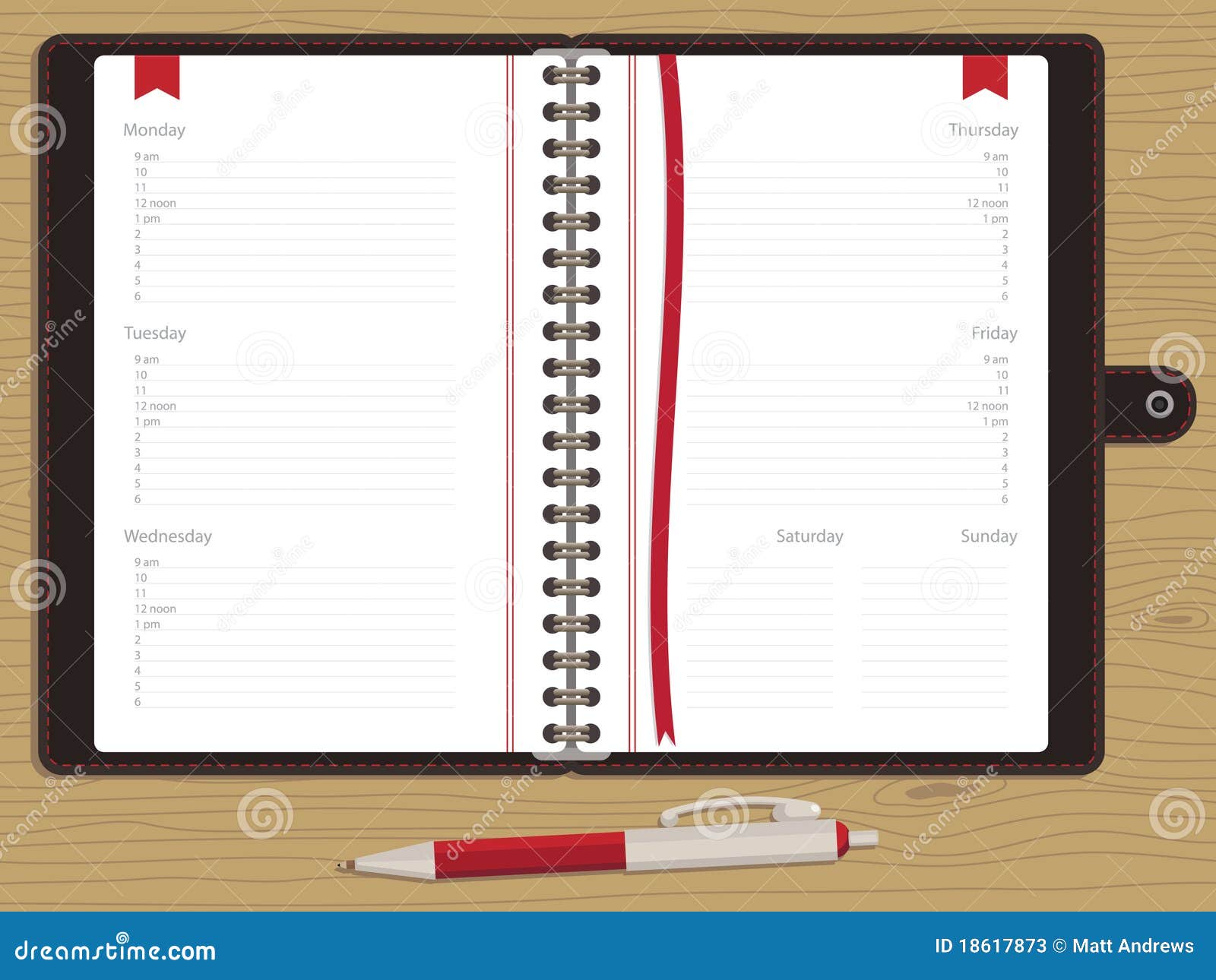Lege agenda vector illustratie. Illustratie bestaande uit week - 18617873