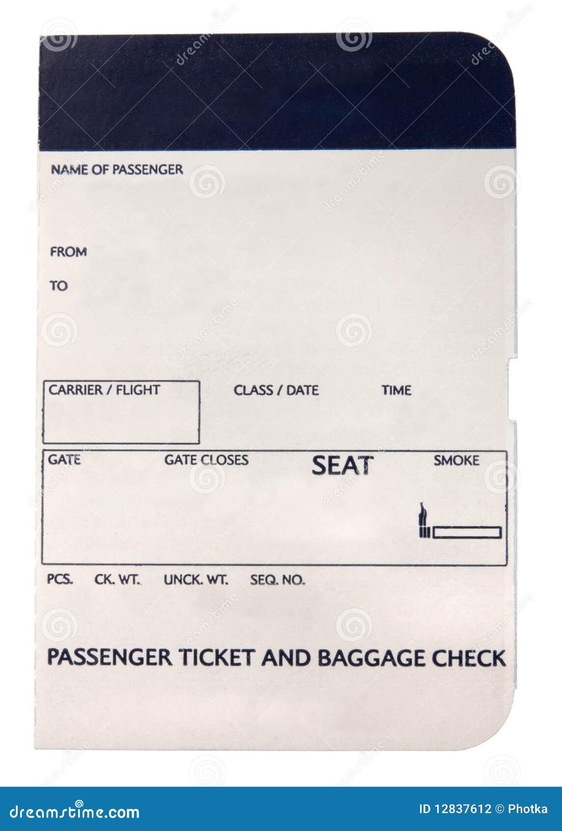 Lege instapkaart stock foto. Image of vertrek, bestemming - 12837612