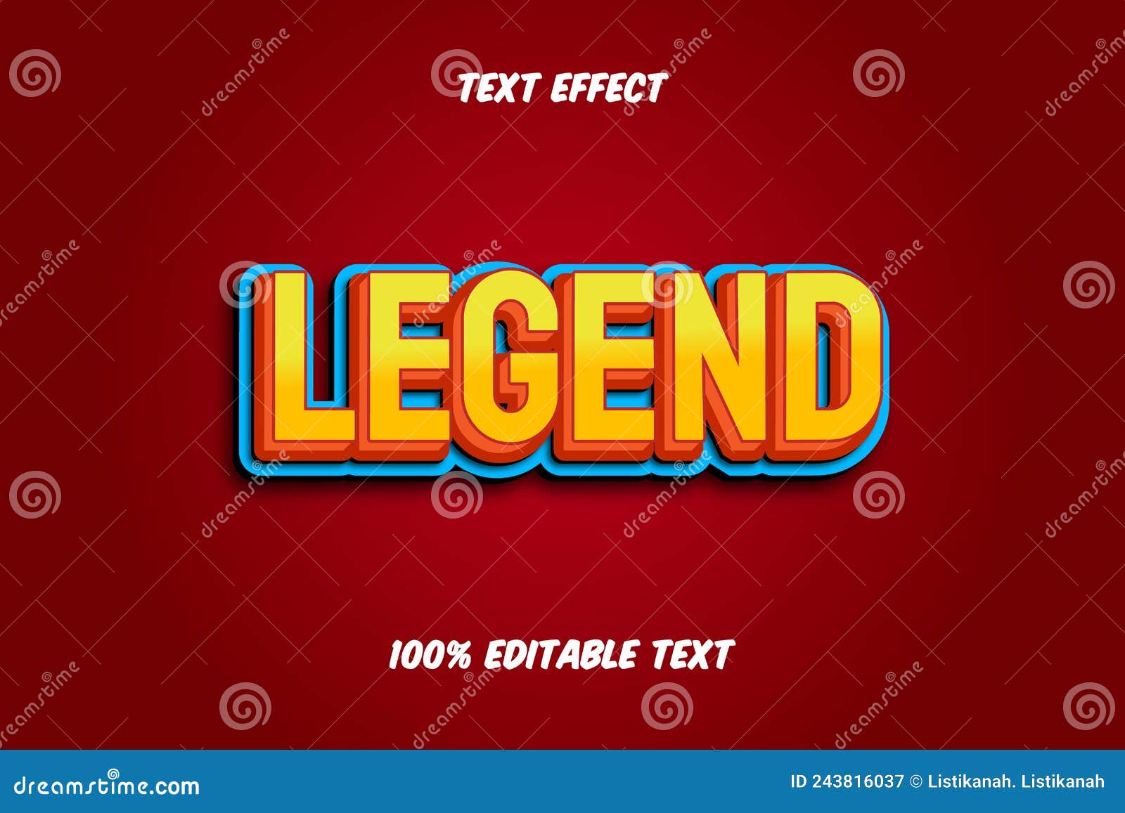 Legend with Red and Yellow Color Editable Text Effect Stock Vector ...