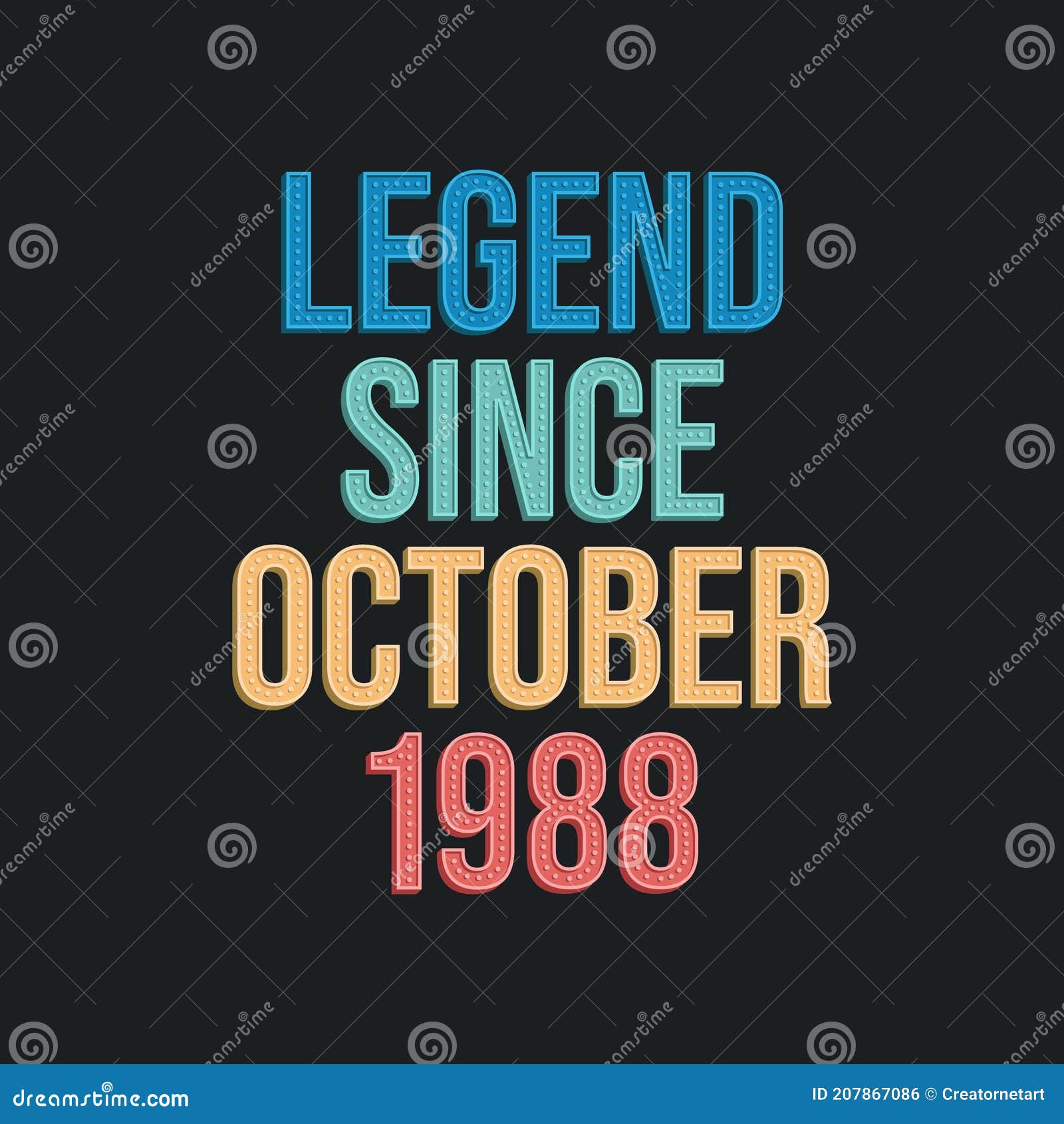 Legend since October 1988 - Retro Vintage Birthday Typography Design ...