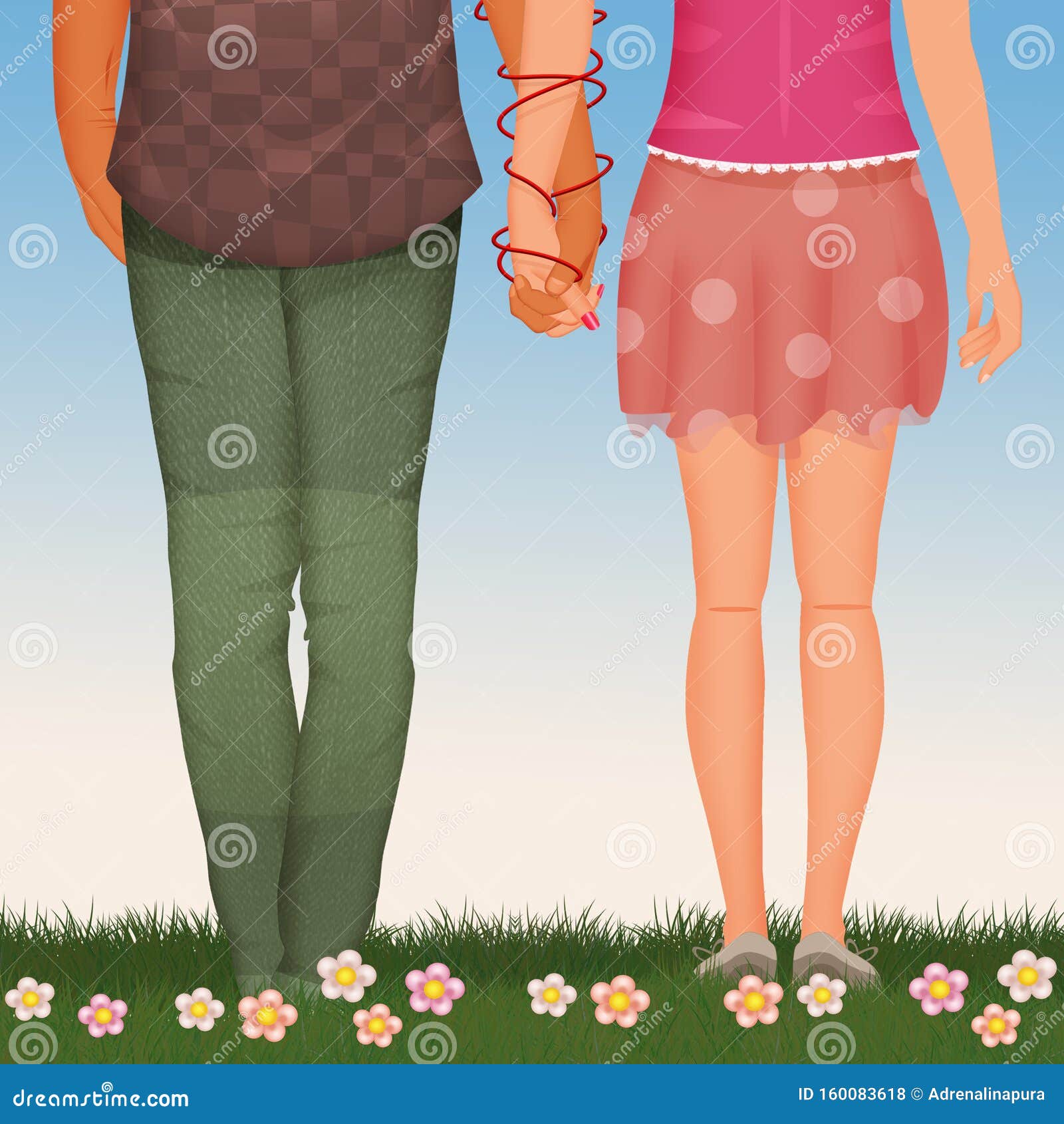 The Legend of the Red Thread Stock Illustration - Illustration of ...