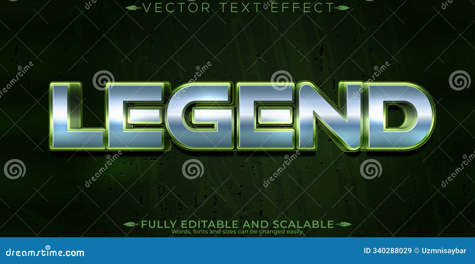 Legend Text Effect, Editable Metallic and Shiny Text Style Stock Vector ...