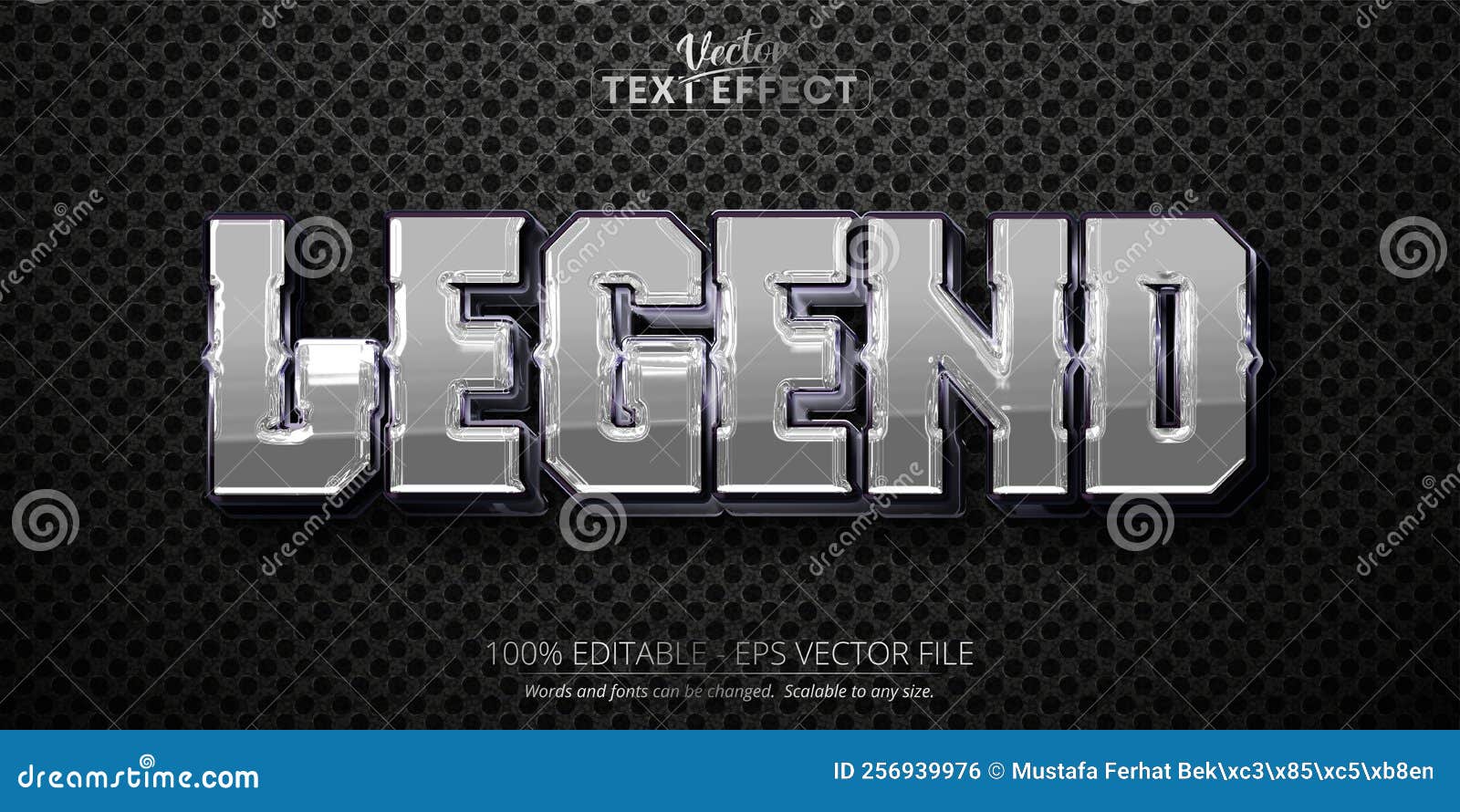 Legend Text Effect, Editable Metallic Silver Text Style Stock Vector ...