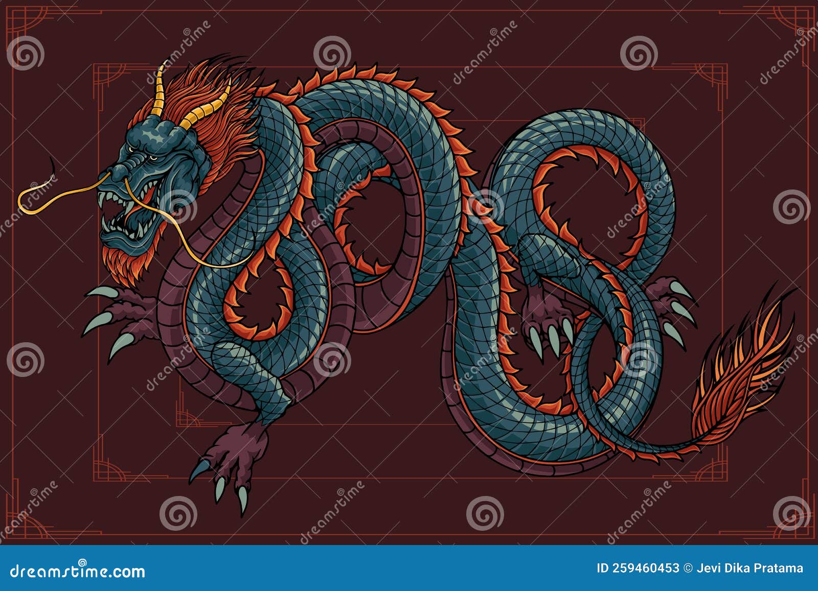 Set Of Dragon Illustrations. Brush Stroke Illustrations. Royalty-Free ...