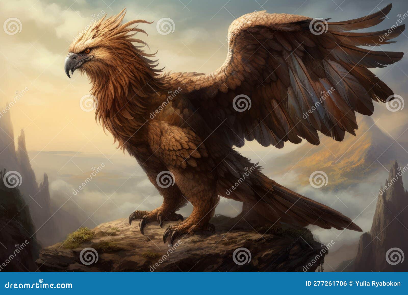 Legendary Griffon at Sunset. Generate Ai Stock Illustration ...