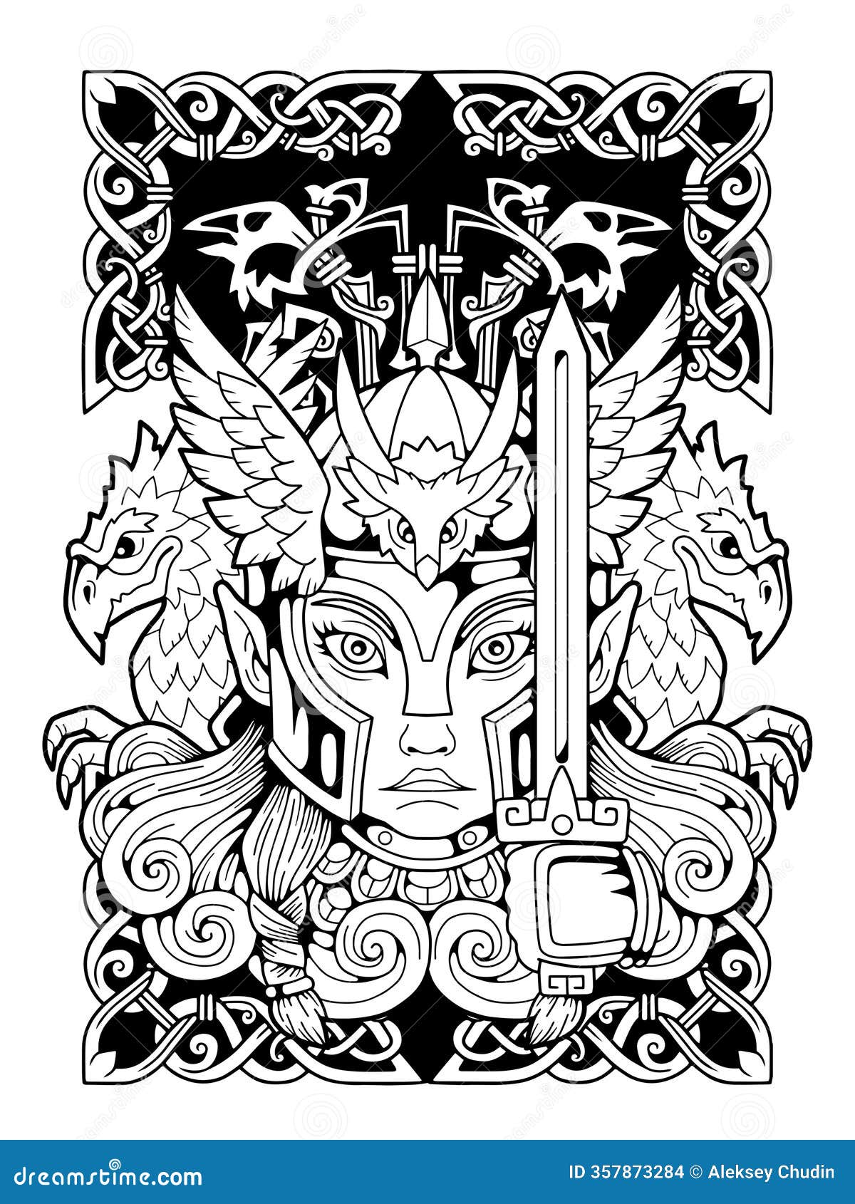 Valkyrie Amazon Warrior Horse Rider Vector Illustration | CartoonDealer ...