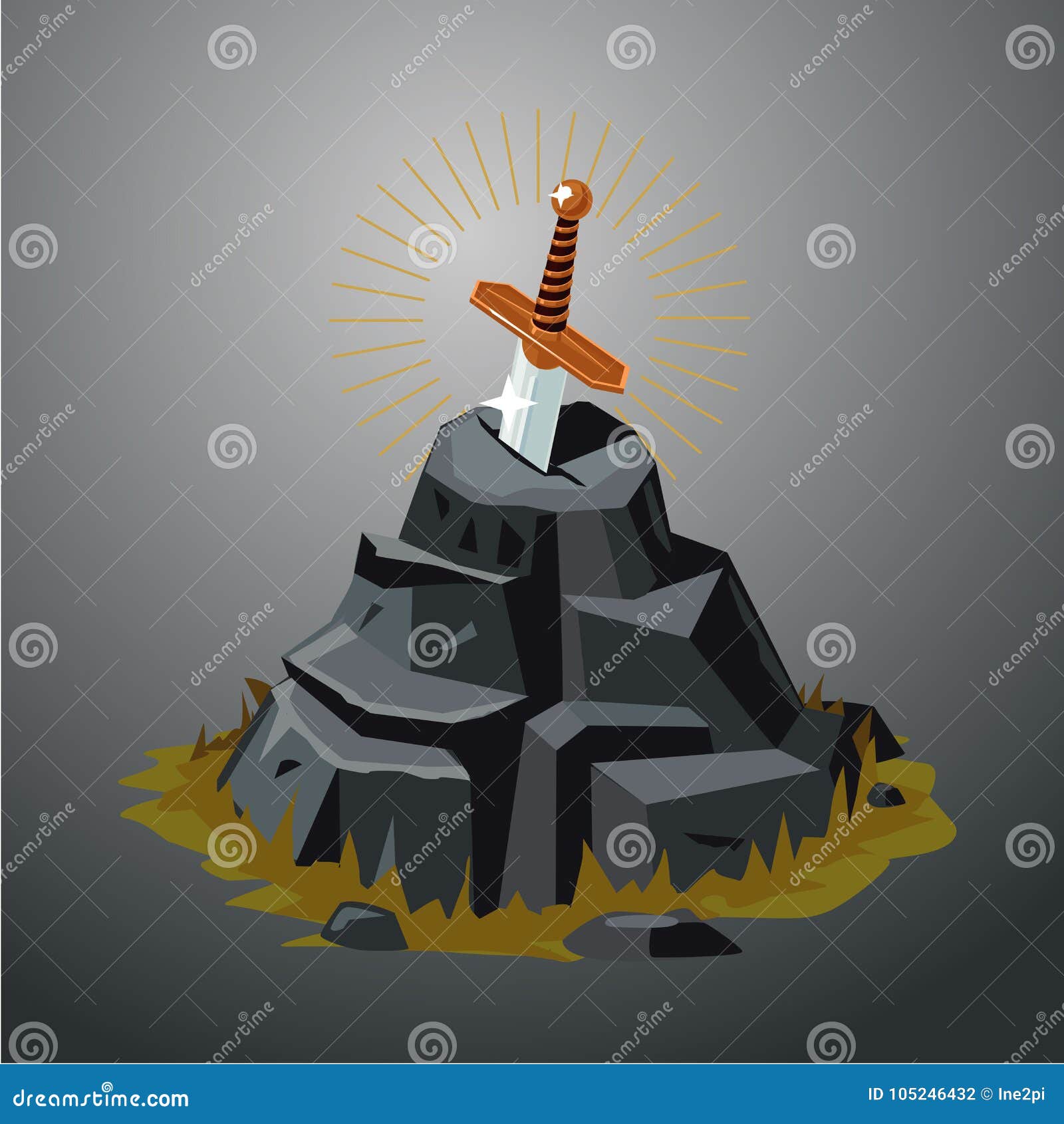 Legendary Excalibur, King Arthur`s Sword In The Stone Stock ...