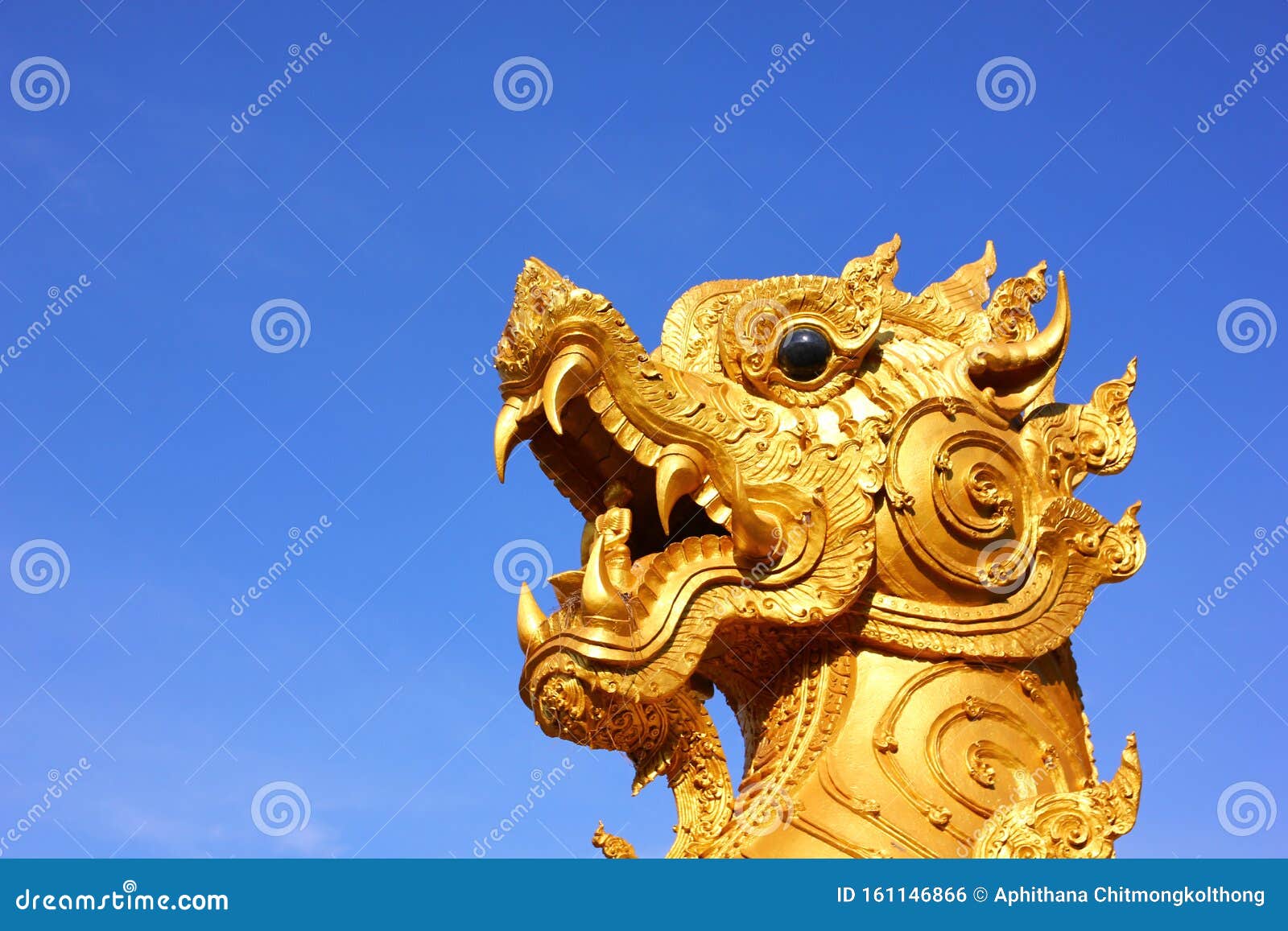 Legendary Thai Lion Statue of the Himalayan Forest Stock Photo - Image ...