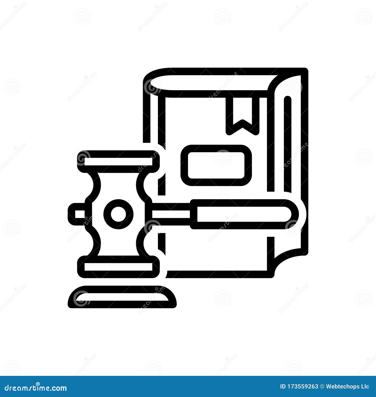 Black Line Icon for Legislation, Hammer and Book Stock Vector ...