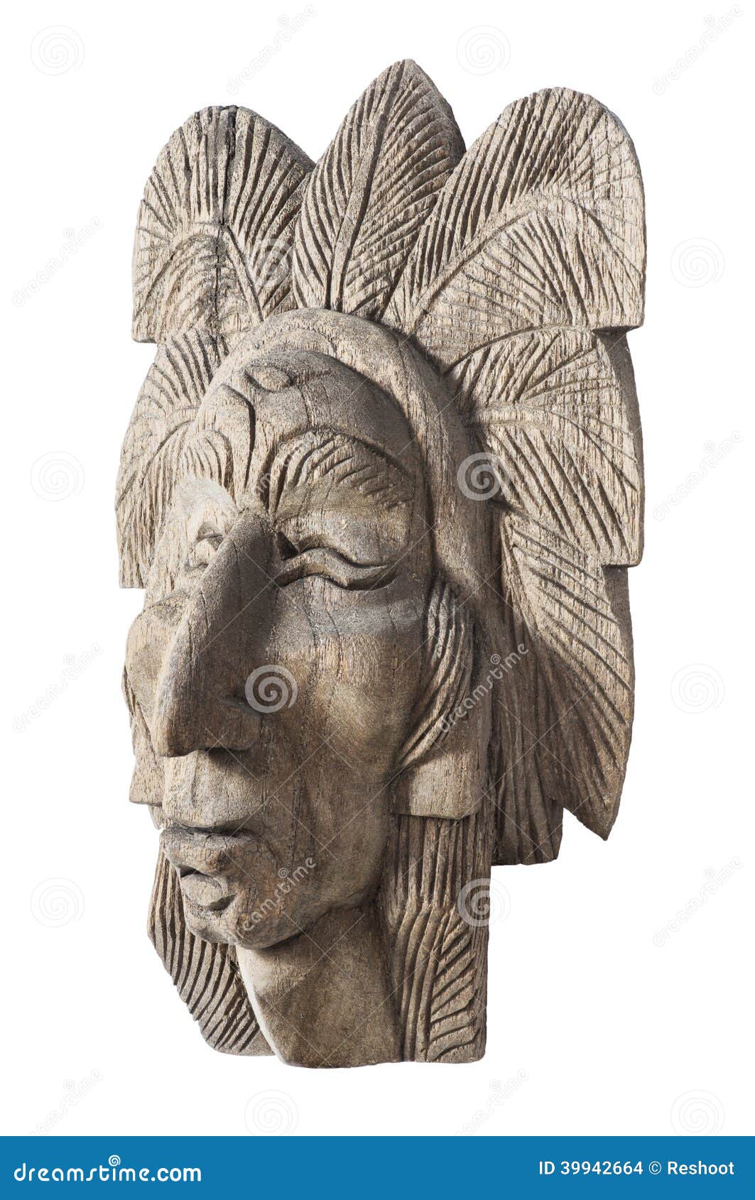 Legno Scolpito Della Testa Del Capo Indiano Fotografia Stock - Immagine ...