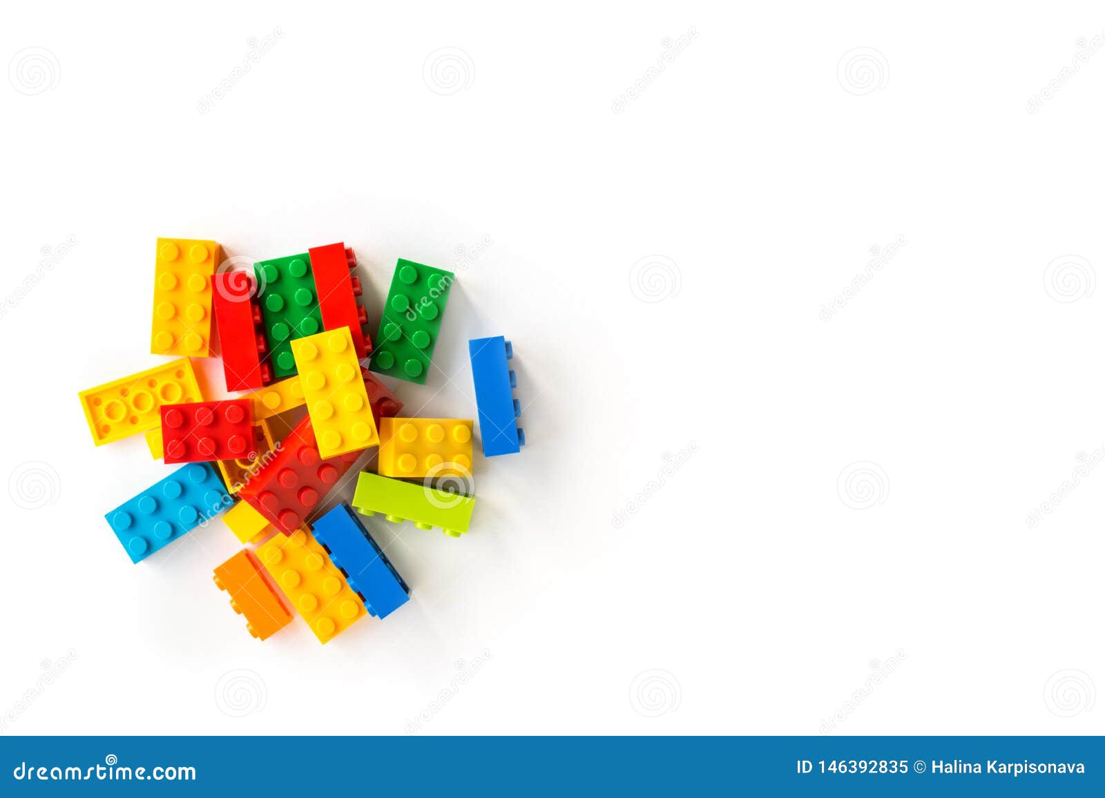 Lego Background. Bunch Of Colorful Plastick Constructor Cubes On White ...