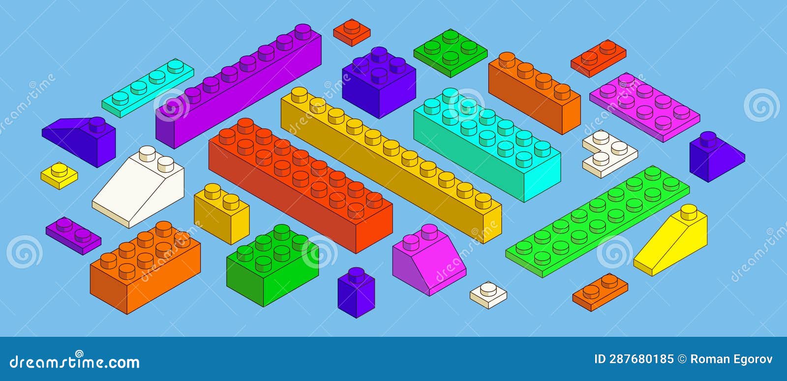 Lego Blocks. Isometric Brick Build. Plastic Play Pattern. Colorful ...