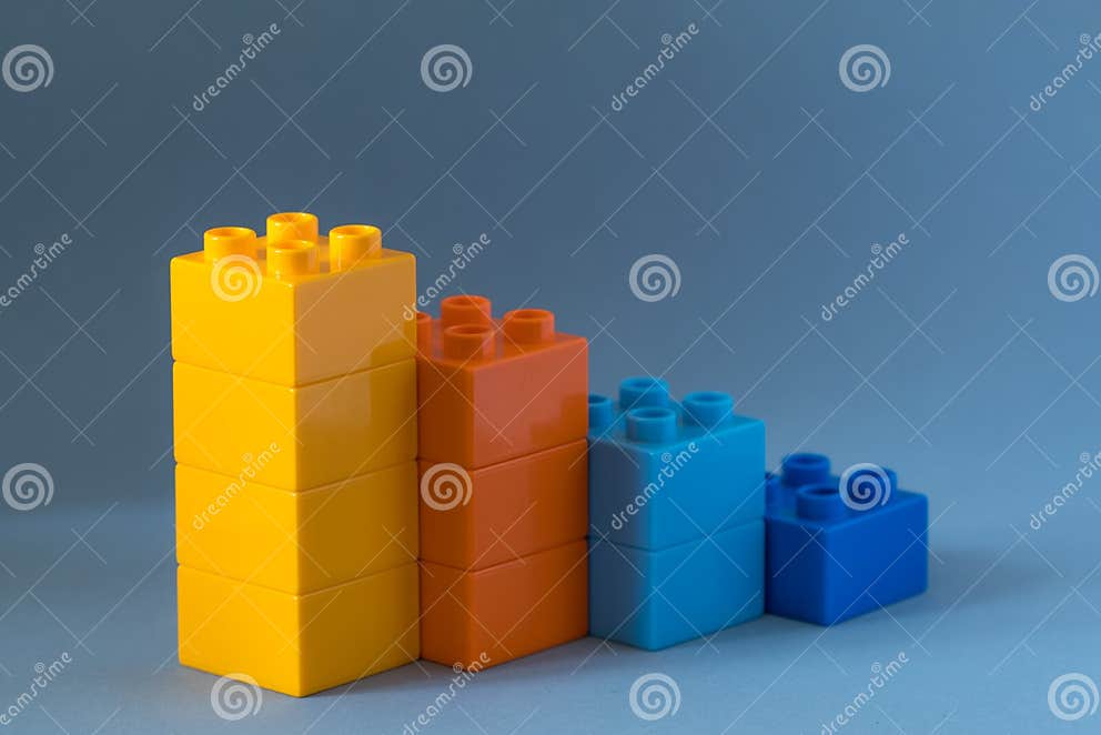 Lego Chart on Blue Background. Stock Photo - Image of close, isolated ...