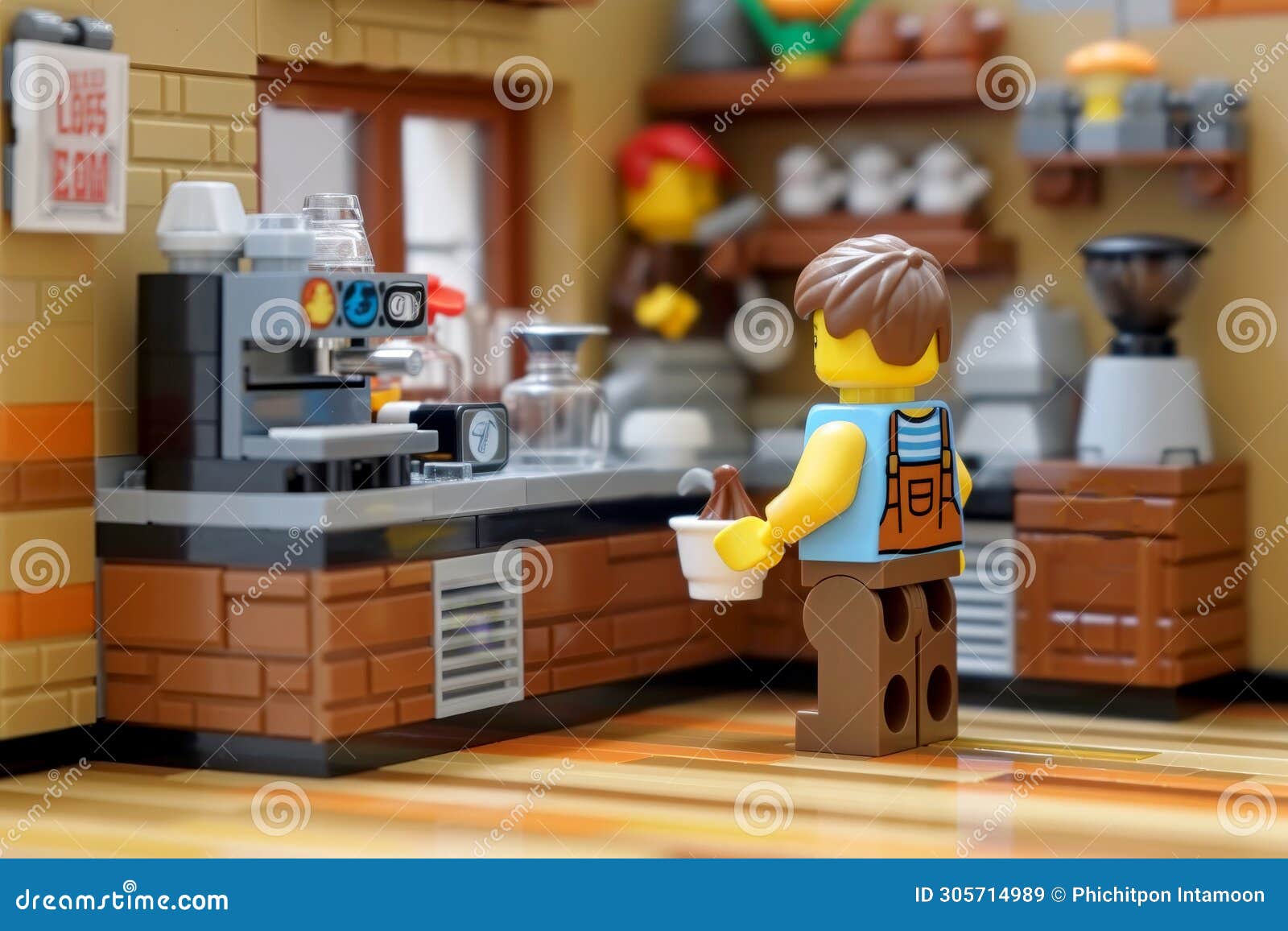A Lego Coffee Shop Which Waiter Making Coffee. Ai Generative Stock ...