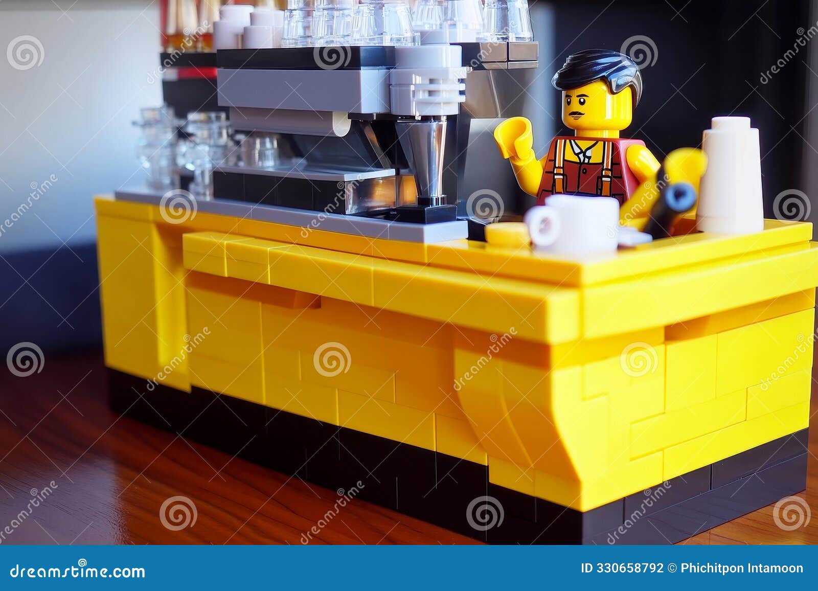 A Lego Coffee Shop Which Waiter Making Coffee. Ai Generative Stock ...