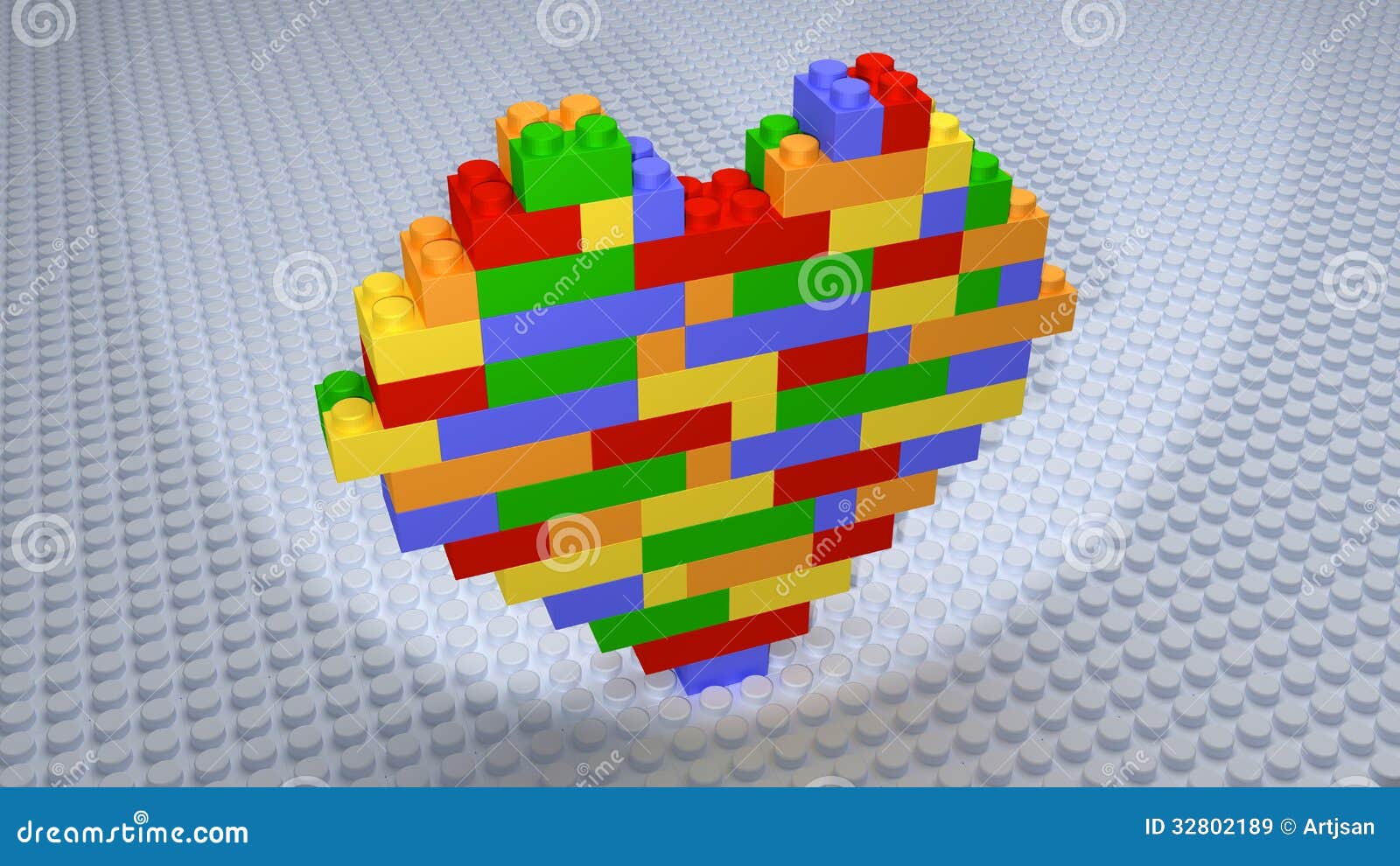 Colourful Heart Bricks Constructed on White Basepl Stock Illustration ...