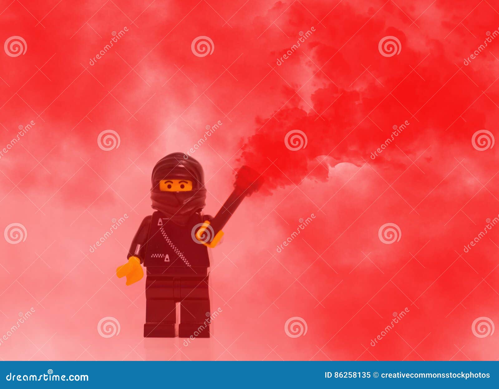 Lego Mini Figure Character In Red Smoke Picture. Image: 86258135