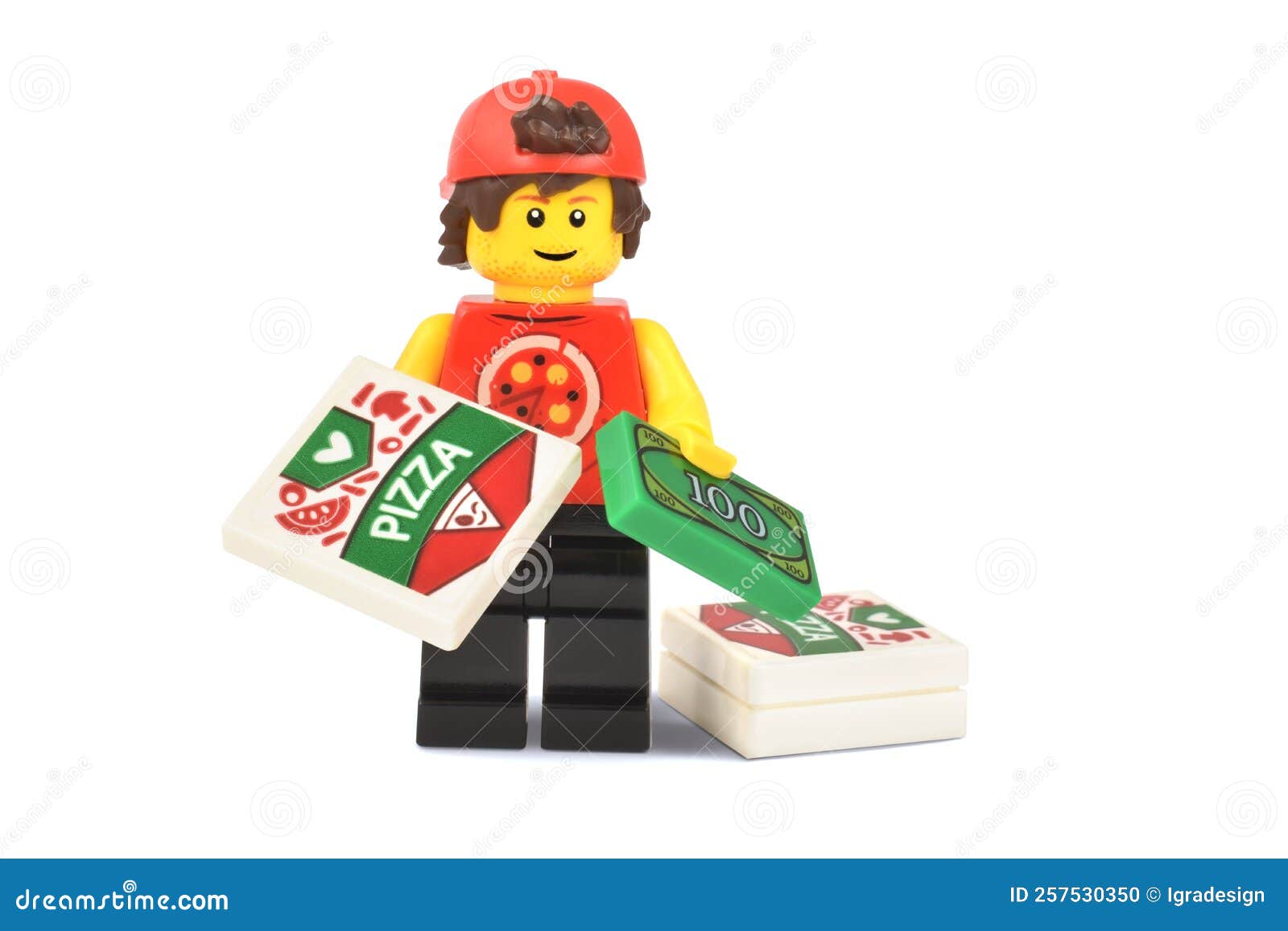 Lego Minifigure of Deliver with Pizza Isolated on White Editorial Image ...