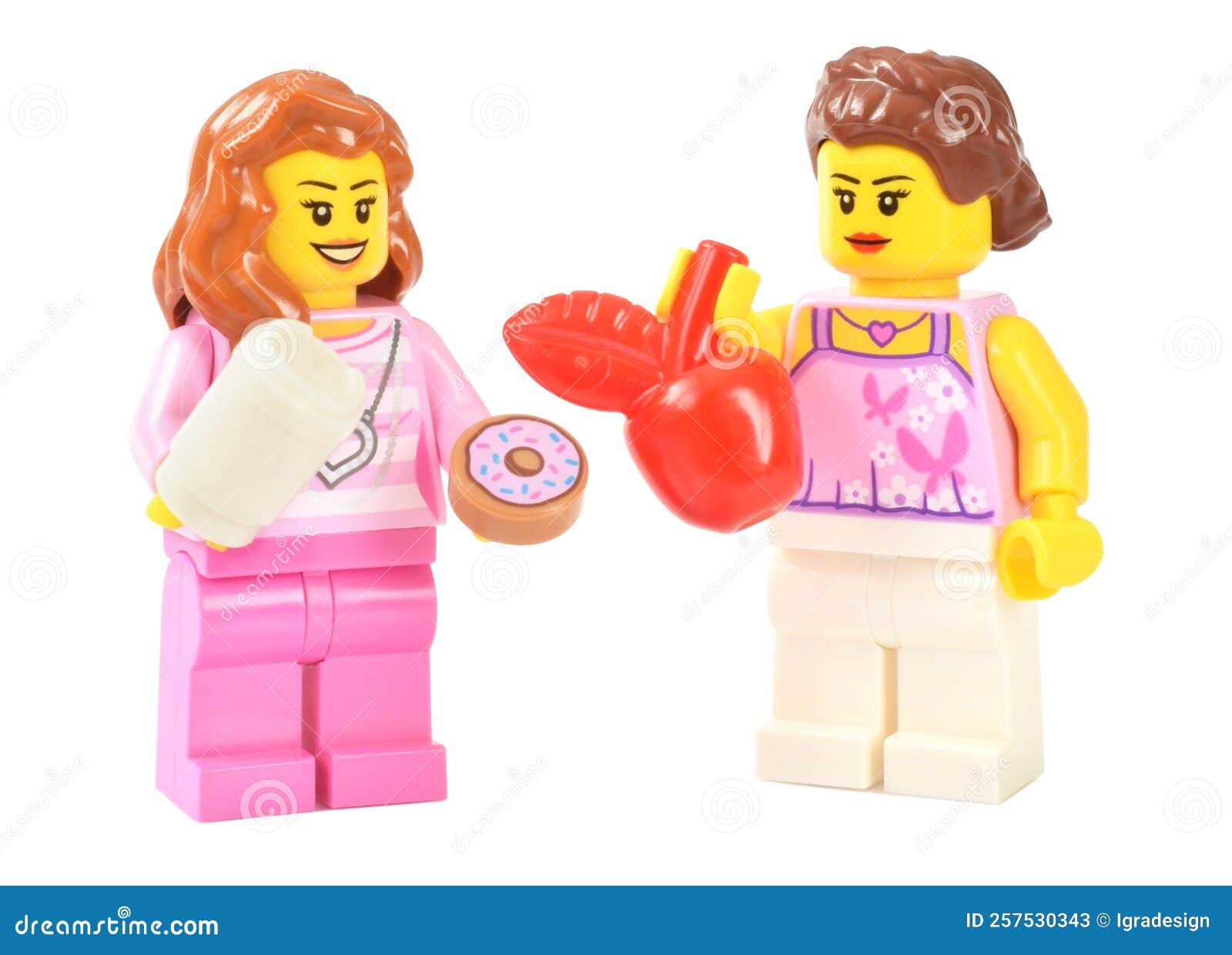 Donut Lego In Hand Of Minifigure On Pink Background Editorial Photo ...
