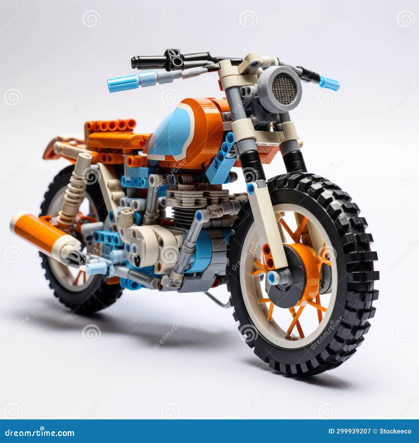 Lego Motorcycle: Orange Frame with Light Blue and Brown Grungy ...