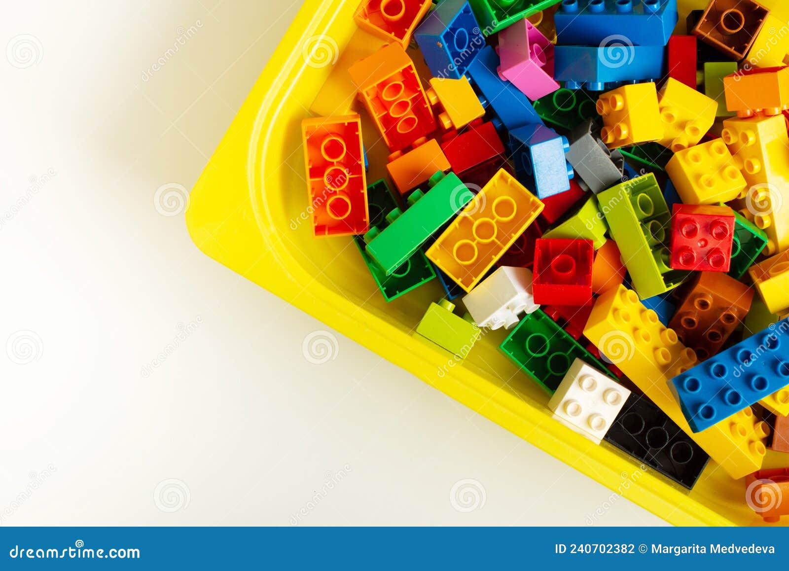Lego in a plastic box stock photo. Image of brand, game - 240702382