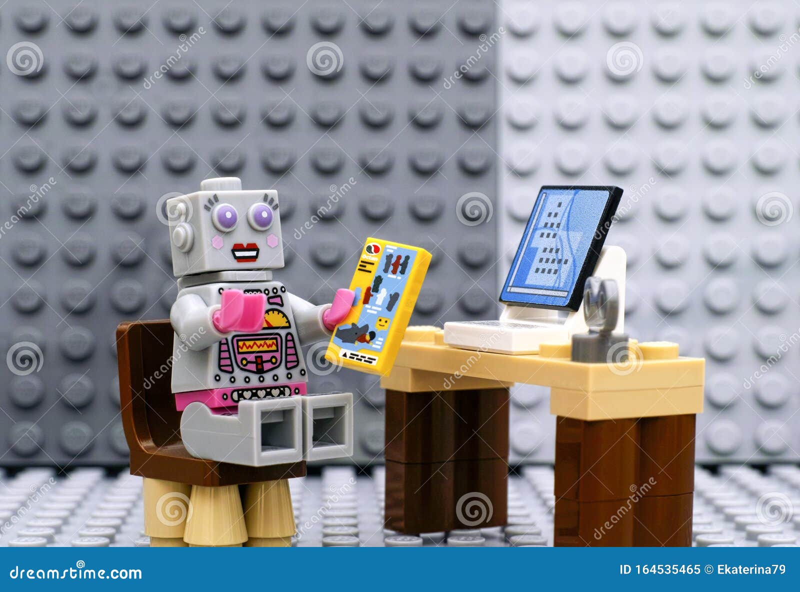 Lego Robot Scientist Minifigure With Flasks In Laboratory Editorial Image