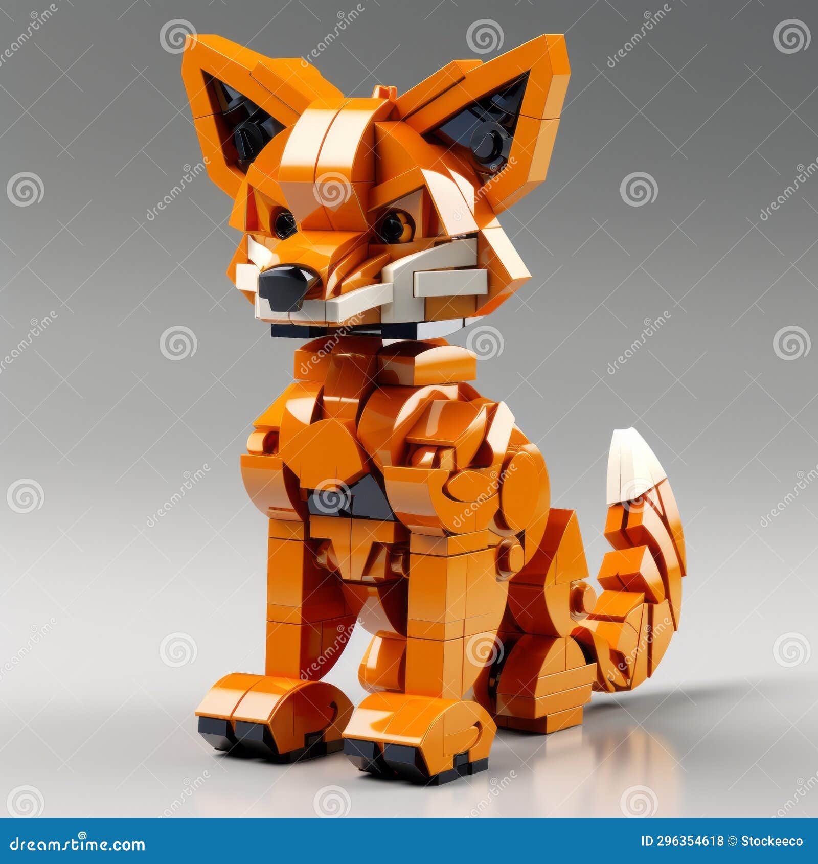 Lego Fox: Faceted Forms and Vibrant Coloration in 3d Plastic Texture ...