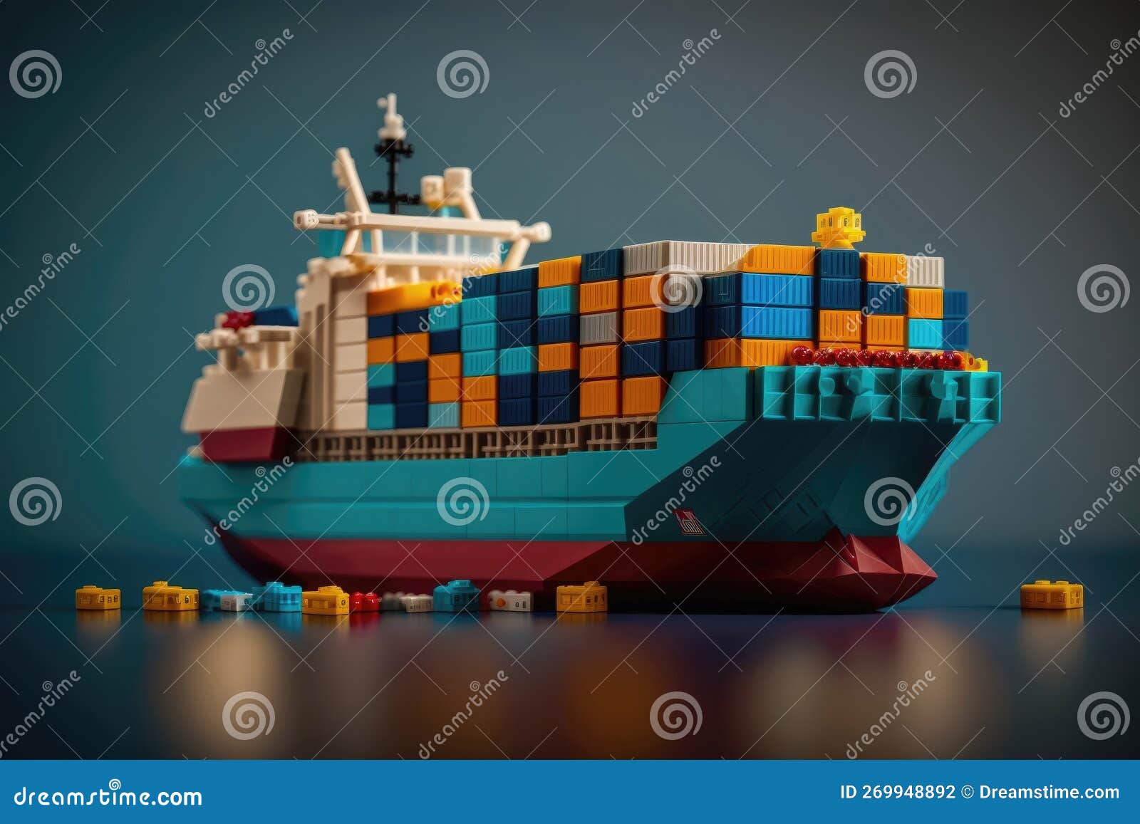 Lego Toy Constructor Container Ship, Selective Focus. Generative AI ...