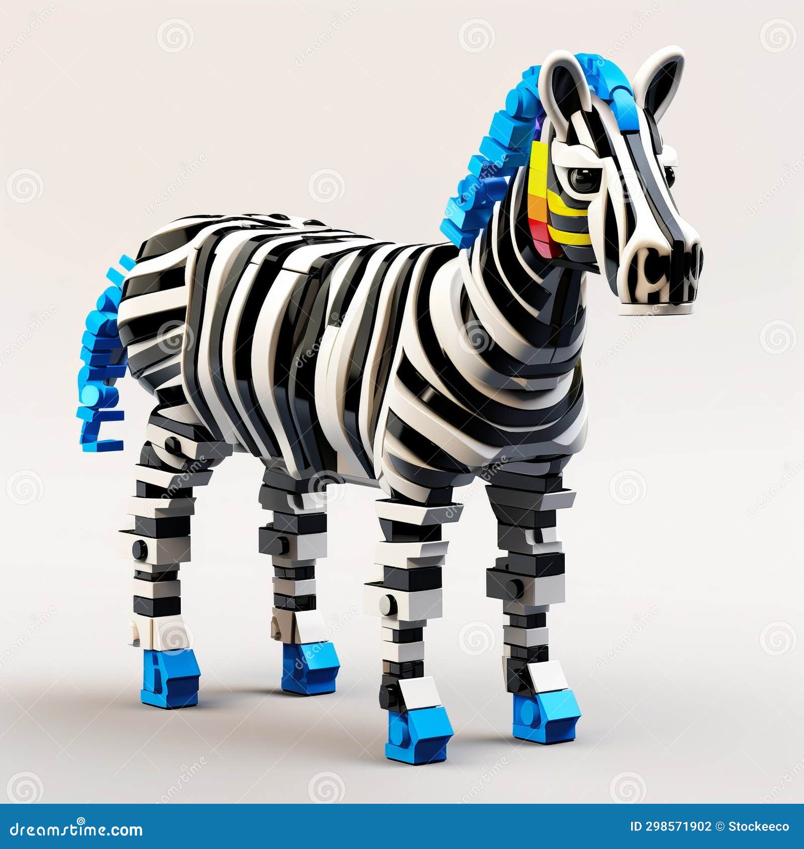 Vibrant Lego Zebra 3d Model with Symbolic Elements Stock Illustration ...