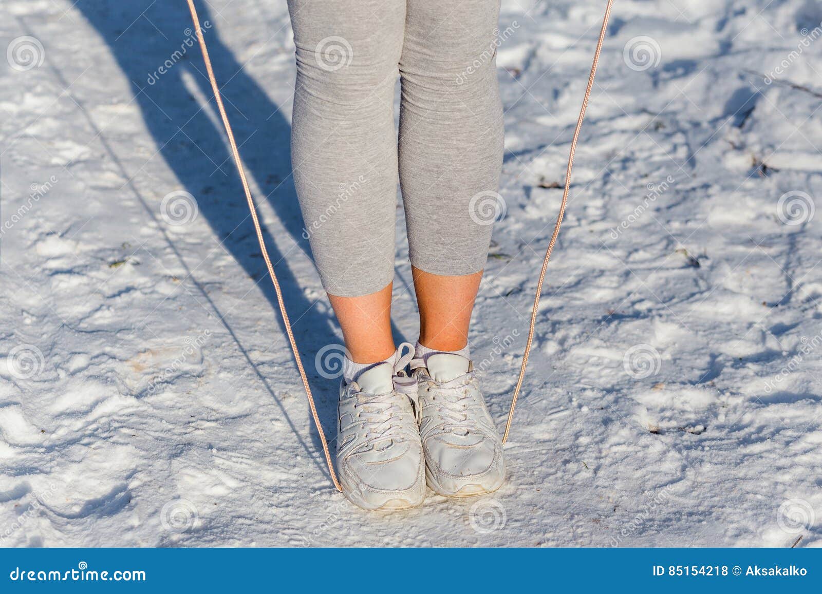 Legs of Active Woman with a Skipping Rope Stock Photo - Image of people ...