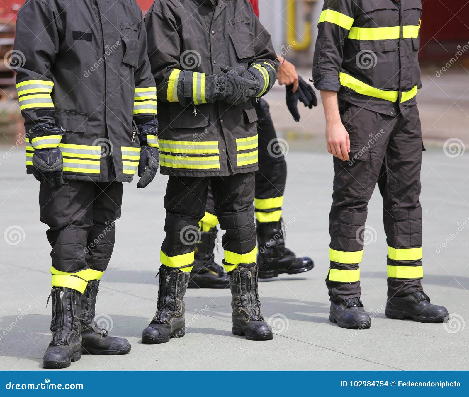 Legs with Boots of Firemen after Rescue Mission Stock Photo - Image of ...