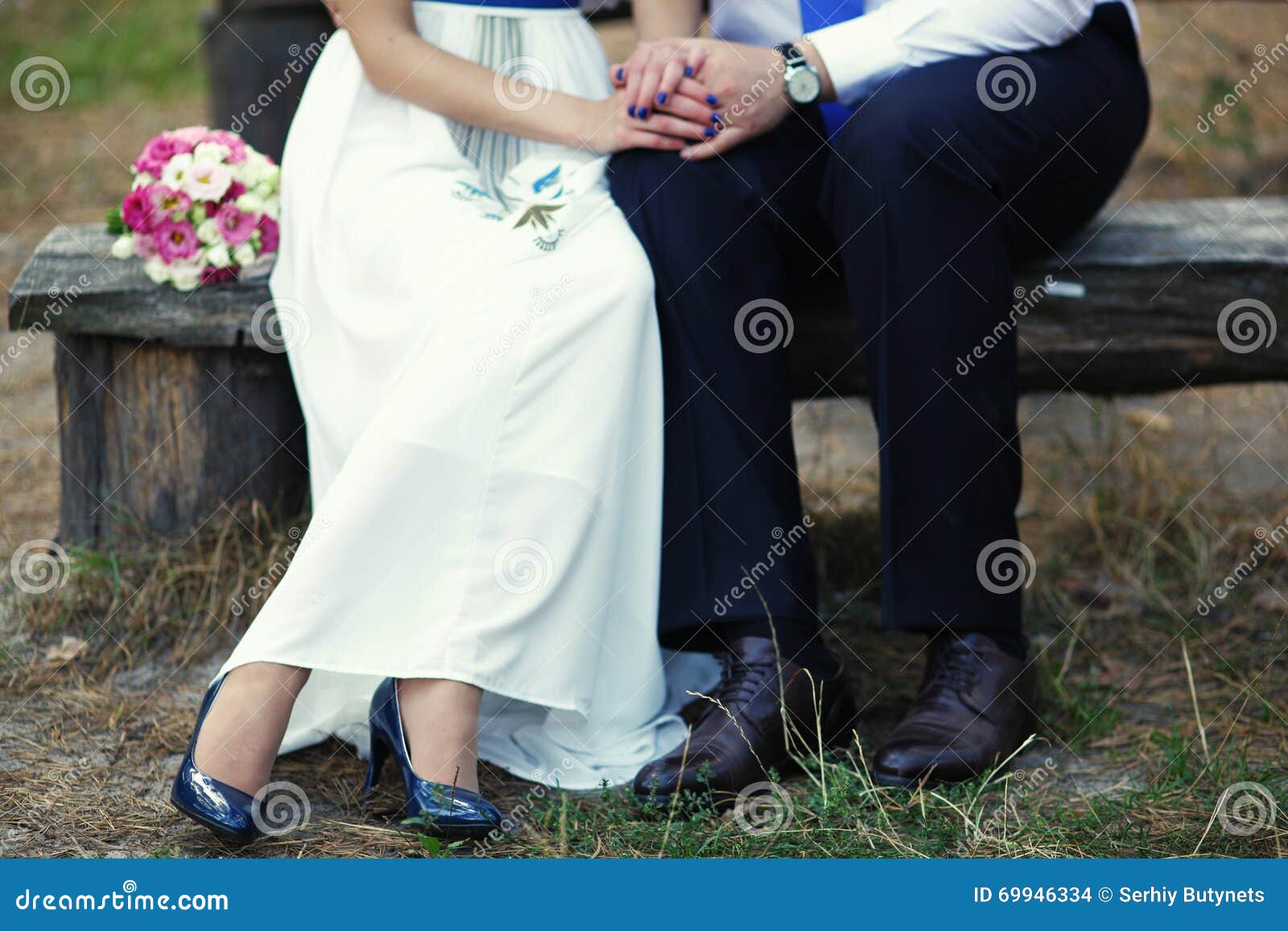 The Legs of a Bride and Husband Stock Photo - Image of dress, happiness ...