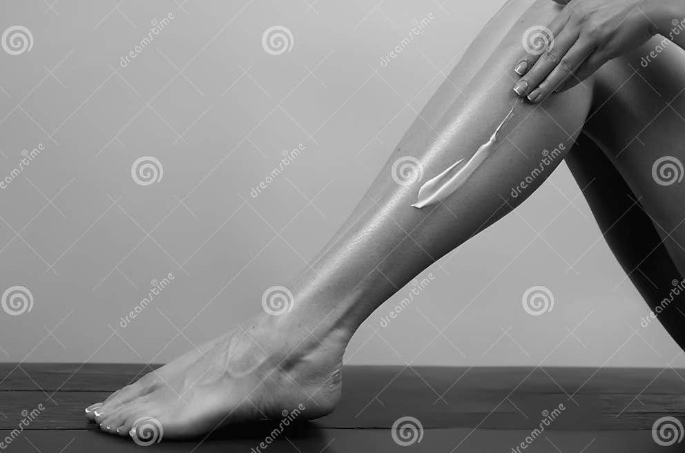 Legs Care Self Legs Massage Cellulite On Leg Close Up Of A Perfect Female Legs Woman