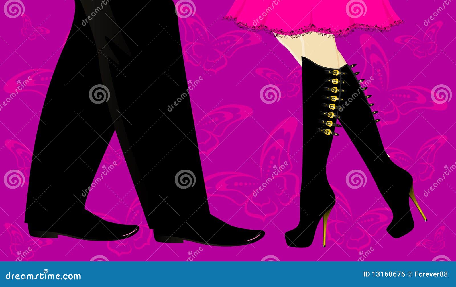 Womanish And Masculine Legs Dance Vector Illustration | CartoonDealer ...