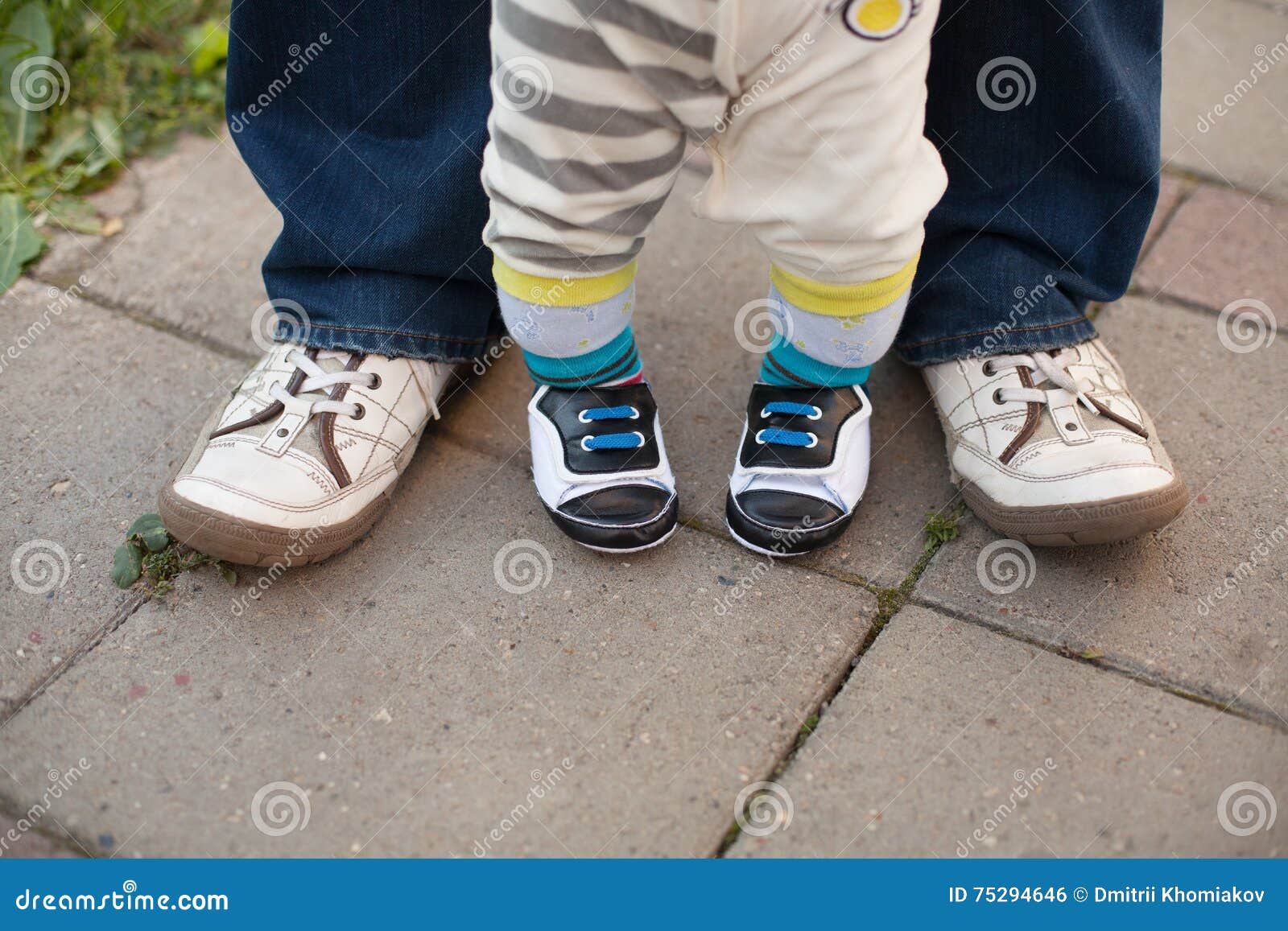 Legs of Father and Son, Making First Steps Stock Photo - Image of foot ...