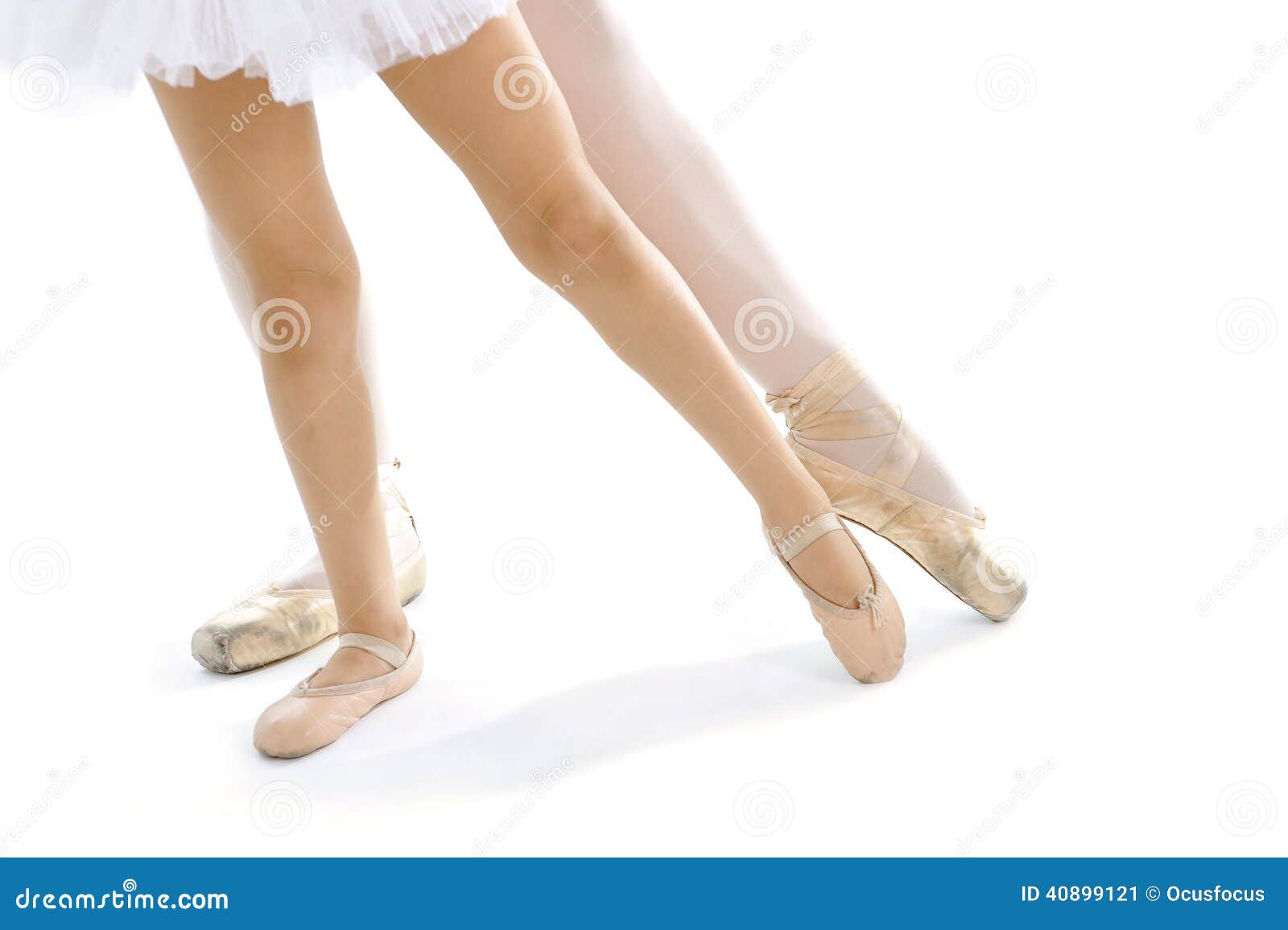 Legs and Feet of Classical Ballet Dancer Teacher and Learning Pupil ...