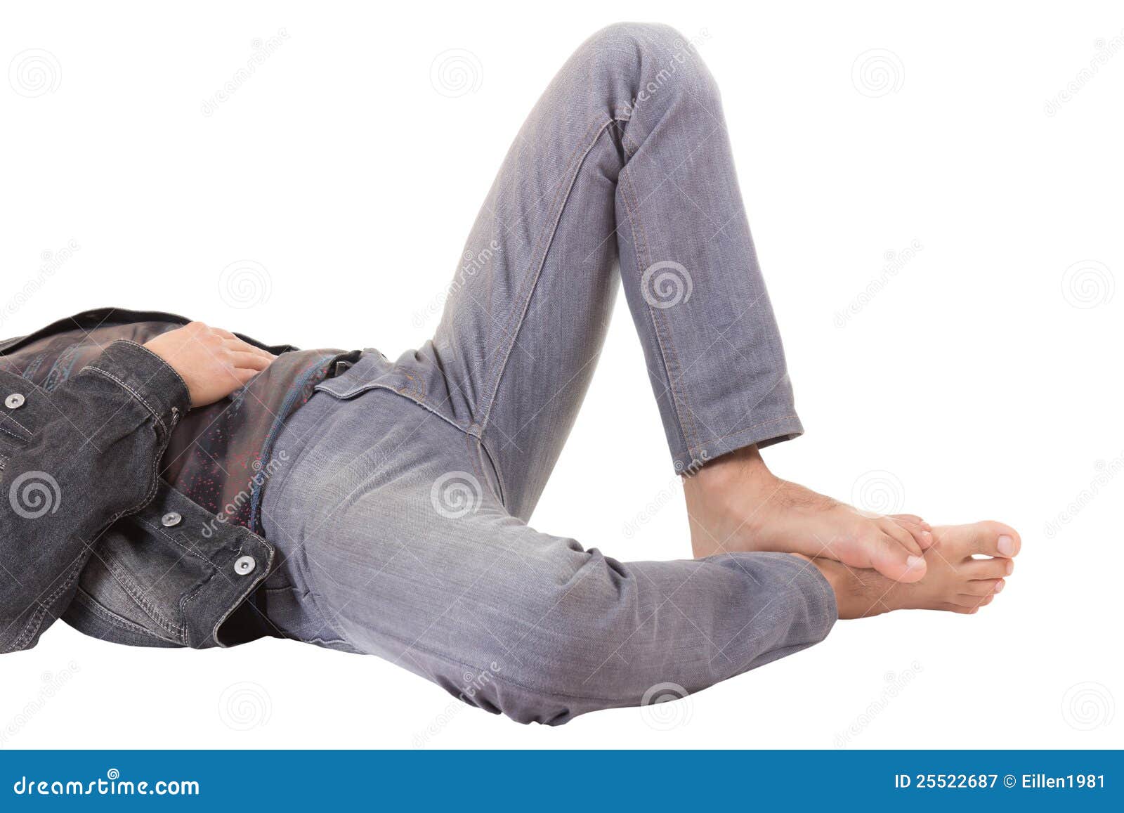 Legs of Man Lying on the Floor, Isolated on White Stock Image - Image ...